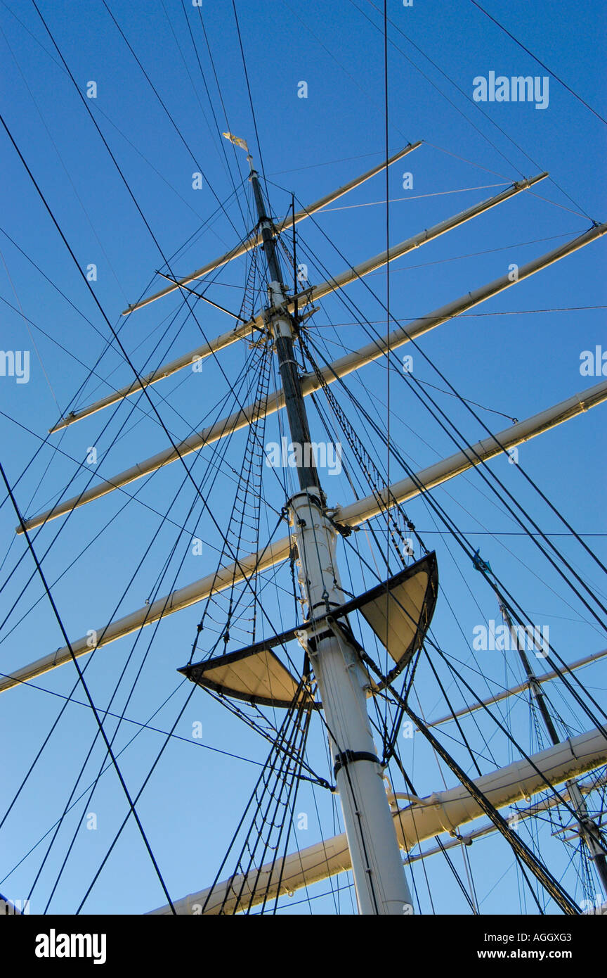 detail of main tourist attraction - the historic ship Af Chapman (with ...