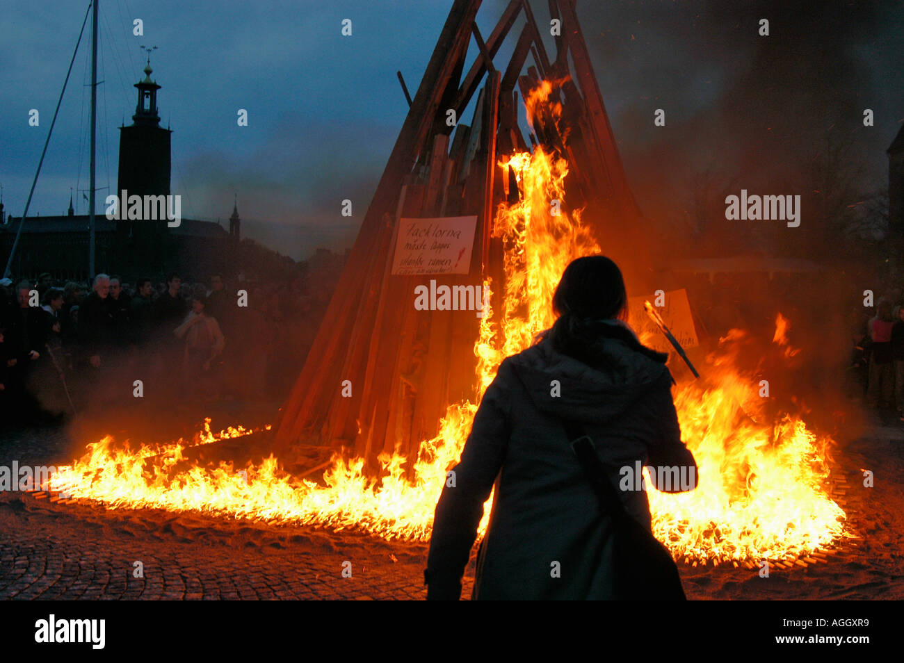 traditional bonfire on 1:st of May, Stockholm, Sweden Stock Photo - Alamy