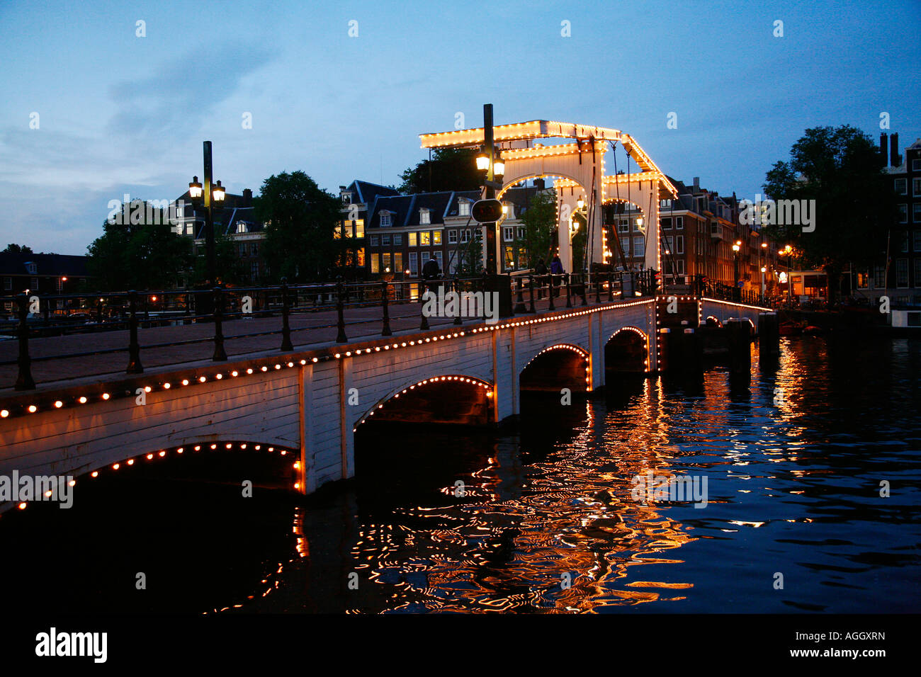Magere brug skinny bridge Amstel canal Amsterdam Holland Stock Photo ...