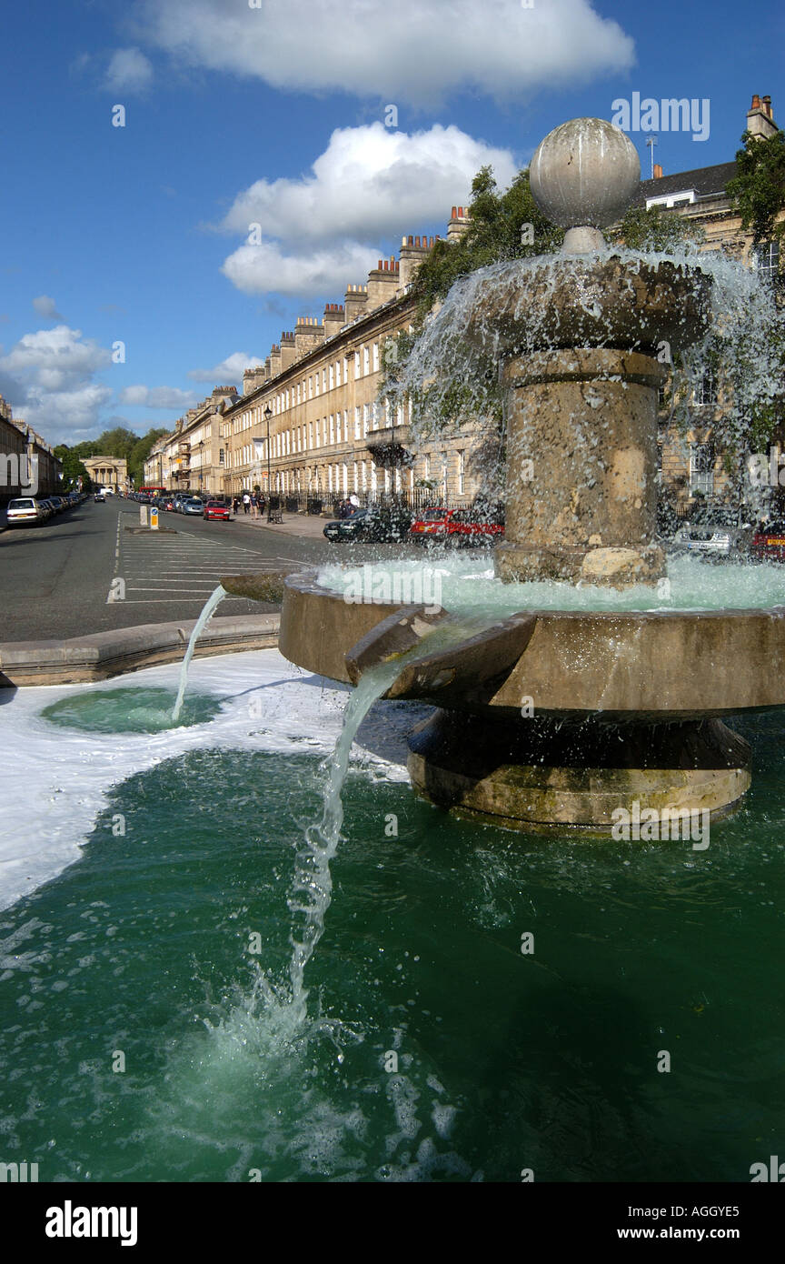 Laura Place and fountain at the end of Great Pulteney Street Bath ...