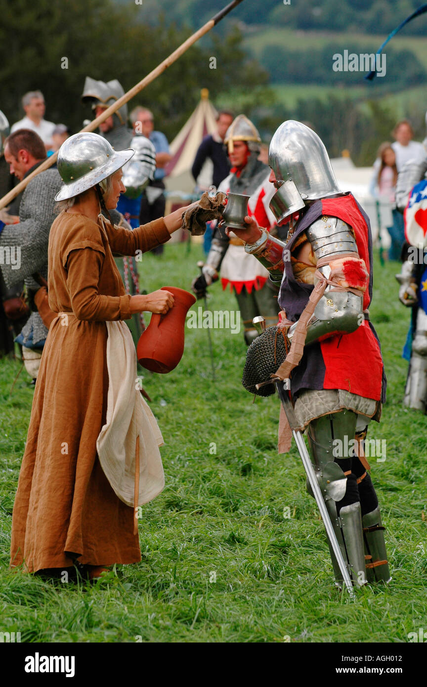 Battle reenactment at the 12th Century Goodrich Castle Herefordshire ...