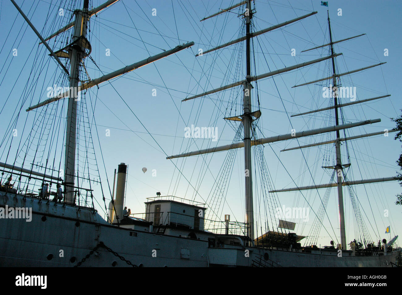 detail of main tourist attraction - the historic ship Af Chapman (with ...