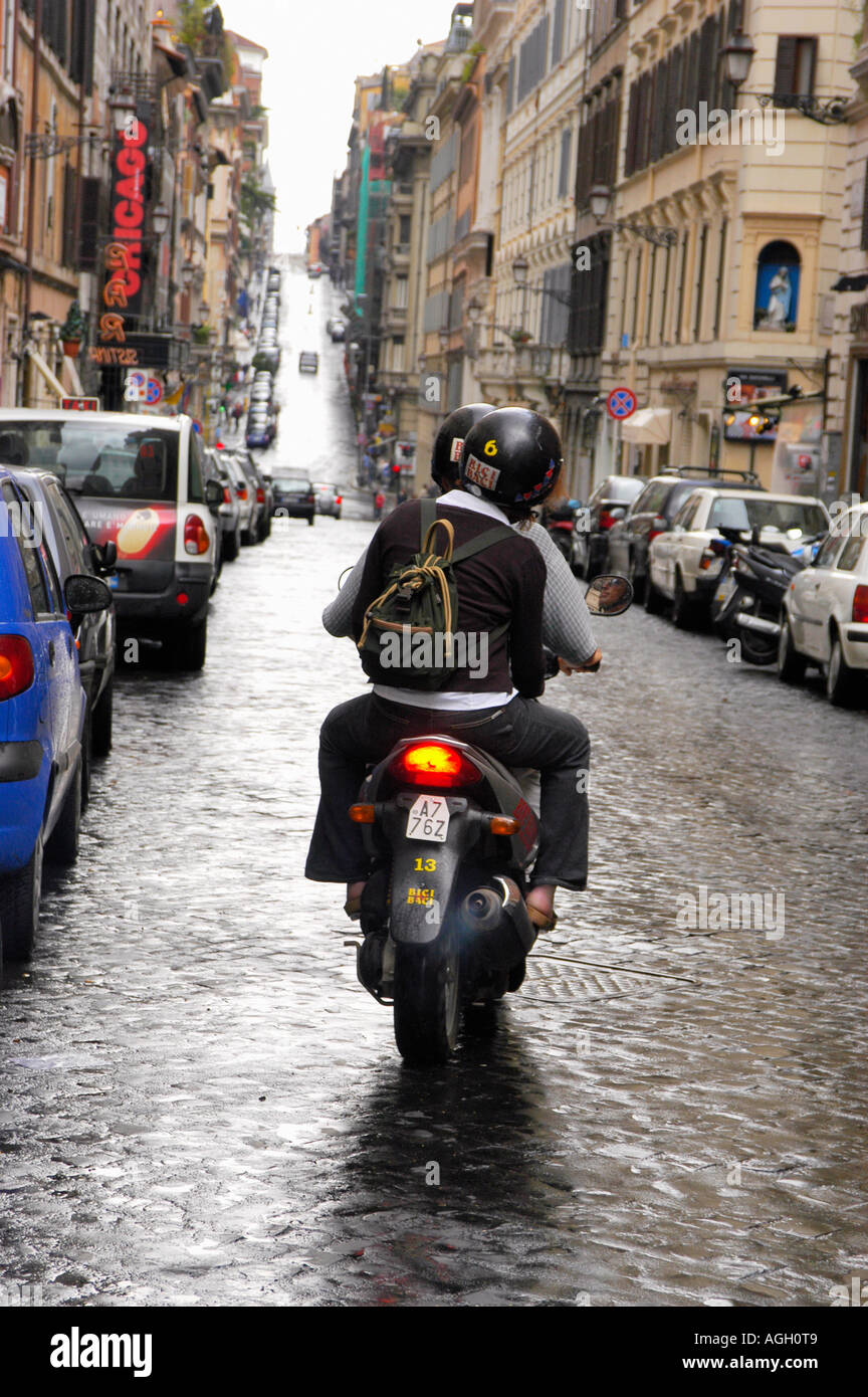 tourists on motorbike/moped, Rome, Italy Stock Photo - Alamy