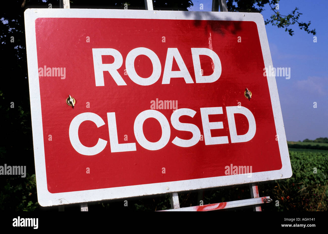 road closed sign at roadworks in leeds yorkshire uk Stock Photo - Alamy