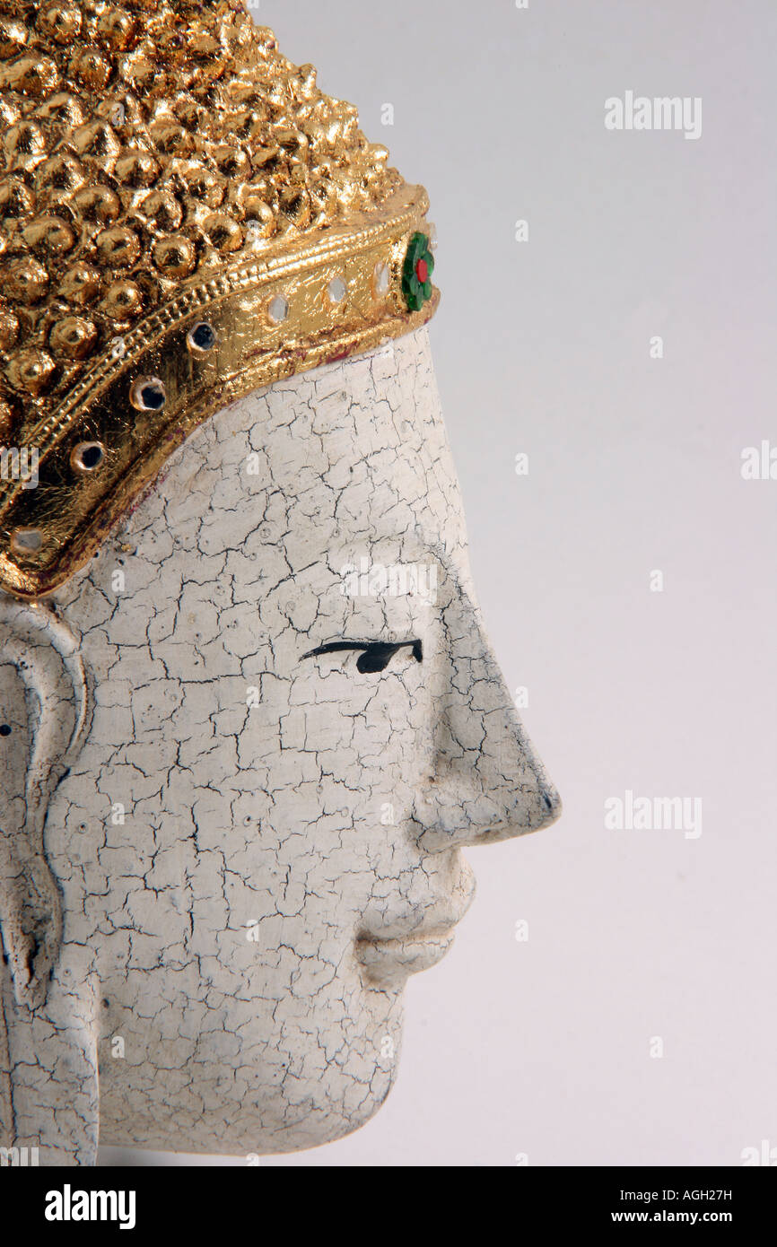 buddha wooden decoration mask profile handcrafted objects Stock Photo ...