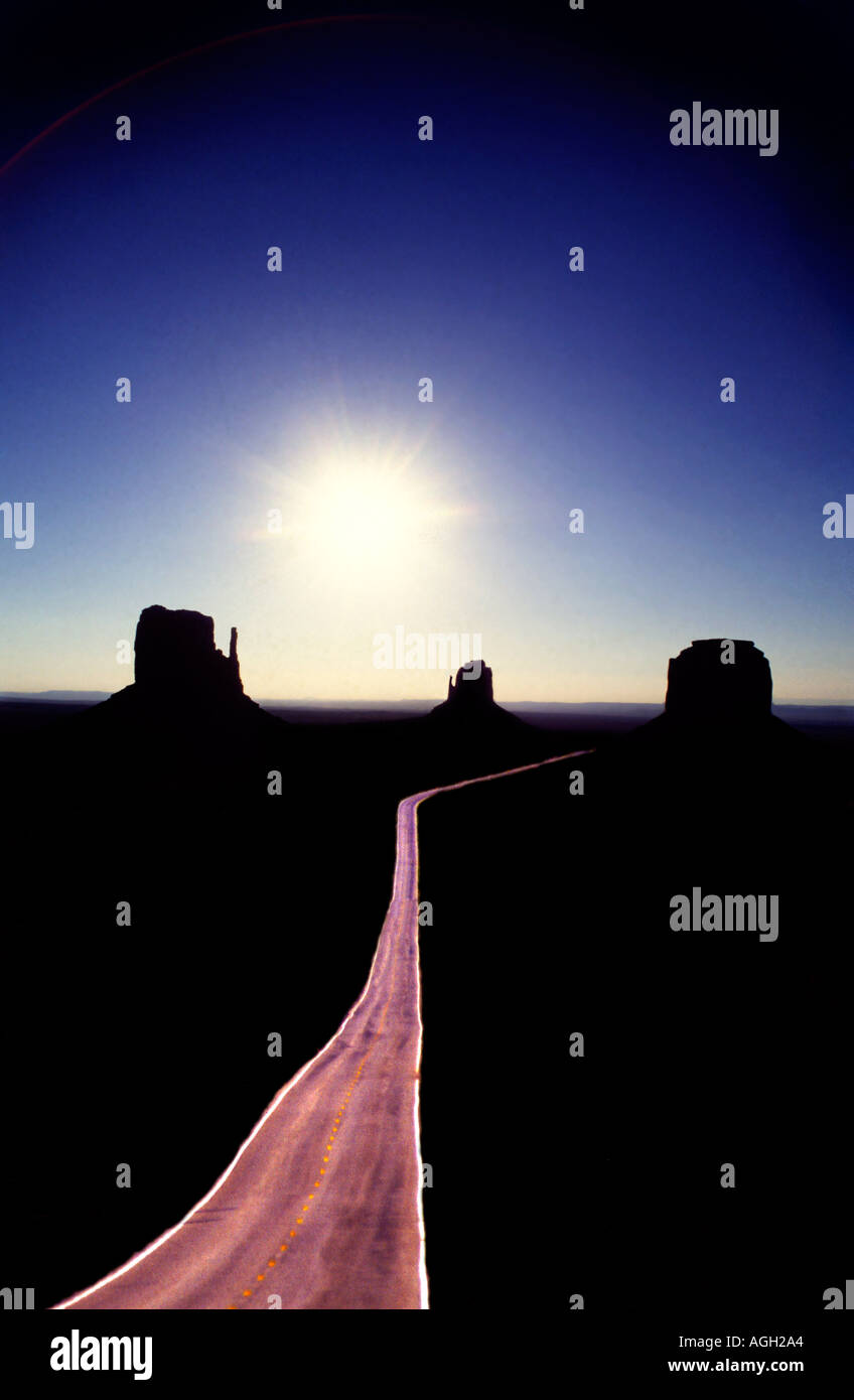 Concept of road through Monument Valley Utah Stock Photo - Alamy
