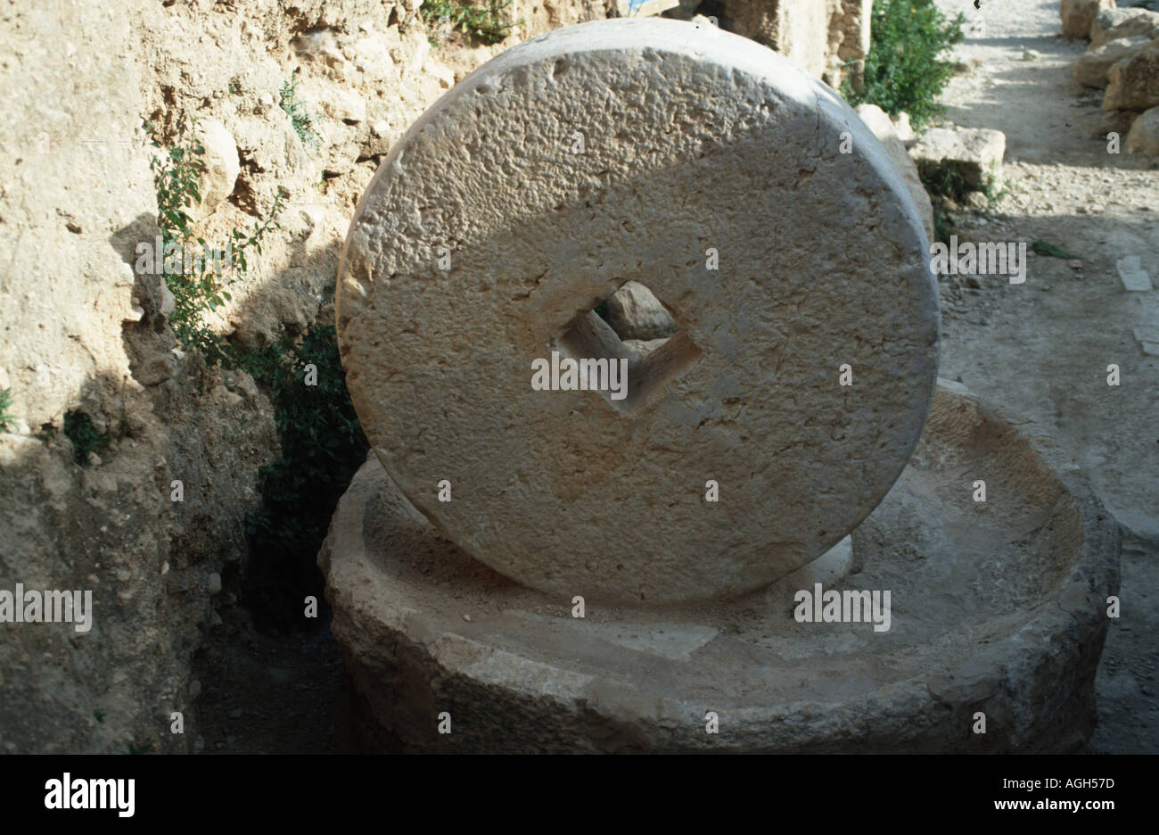 An old Oil Mill Stone as was used in oil lills where the olives were ...