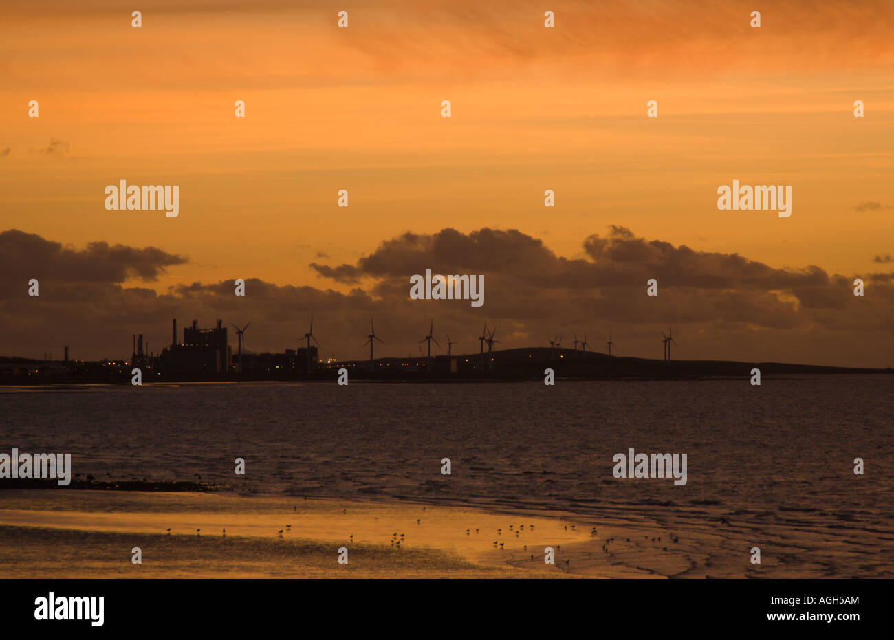 Sunset on the Solway looking toward Workington from Maryport with wind ...