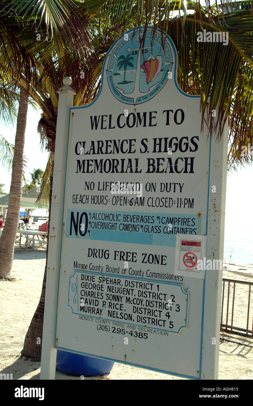 Beach warning sign No Drugs or Alcohol Zone Florida fl USA Stock Photo ...