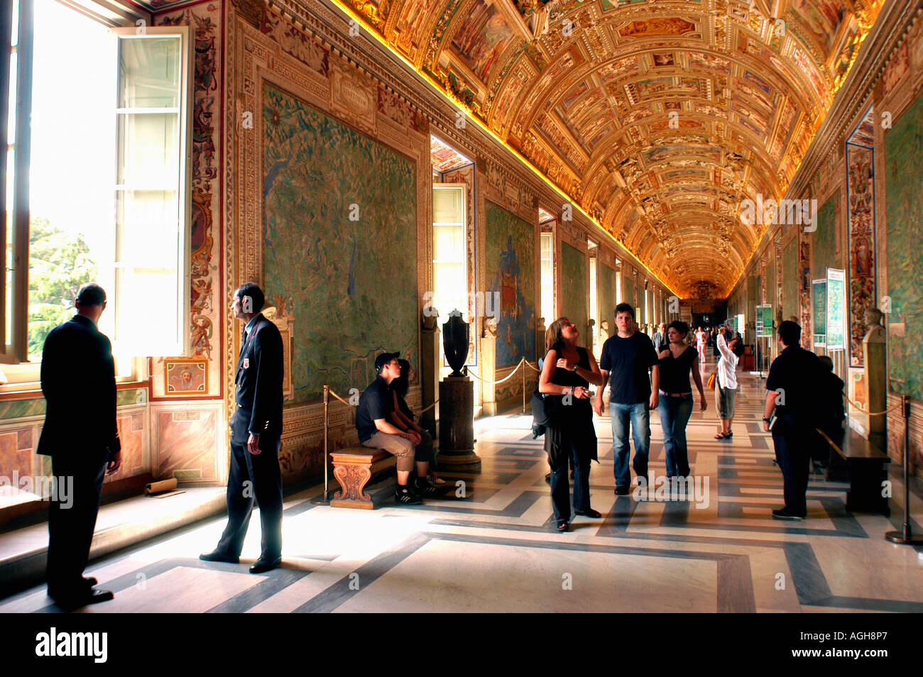 fresco painting, Ceiling of the Gallery of Maps, Vatican museum, Vatican, Rome, Italy Stock ...