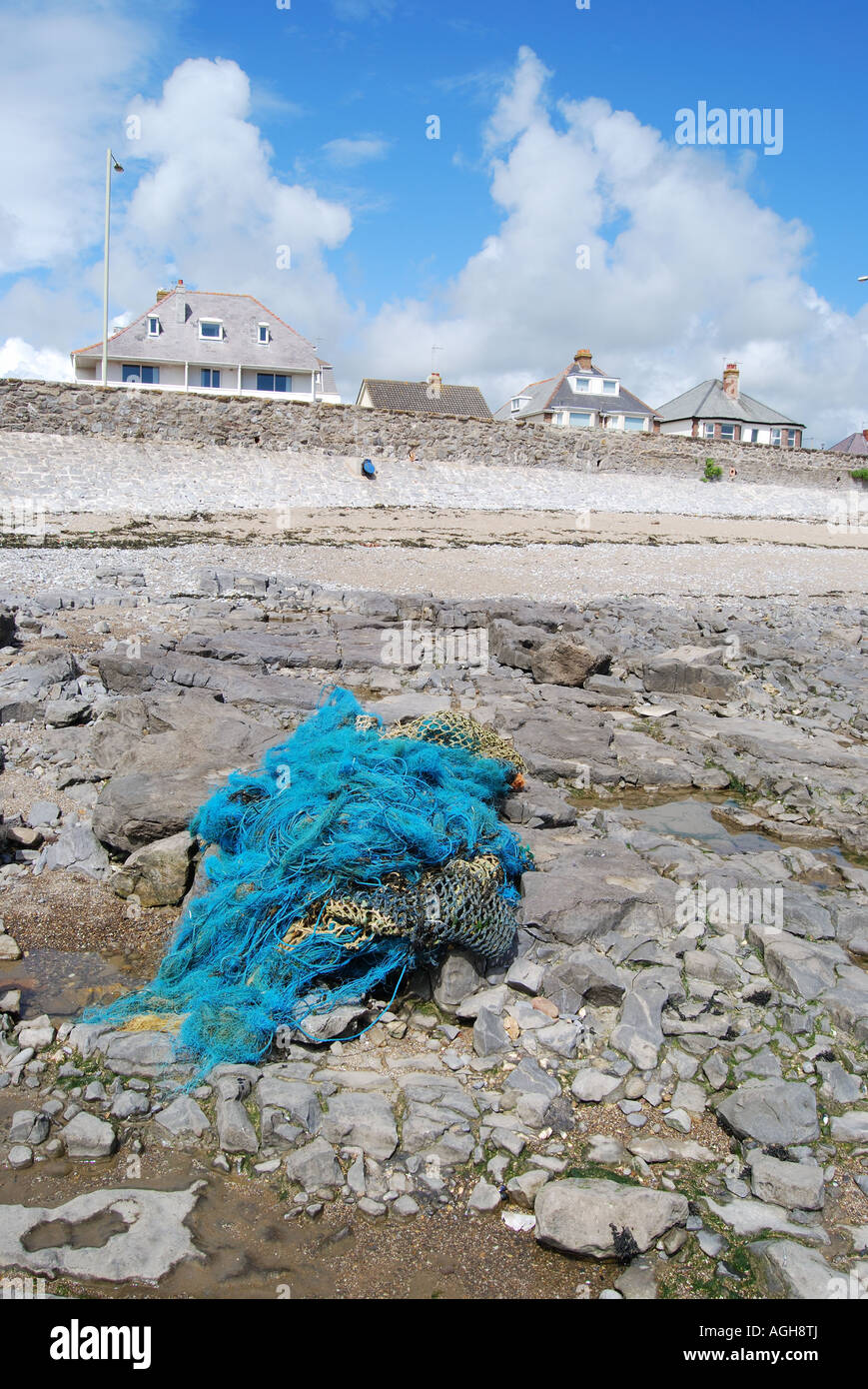 discarded plastic fishing net snagged on rocks number 2523 Stock Photo ...