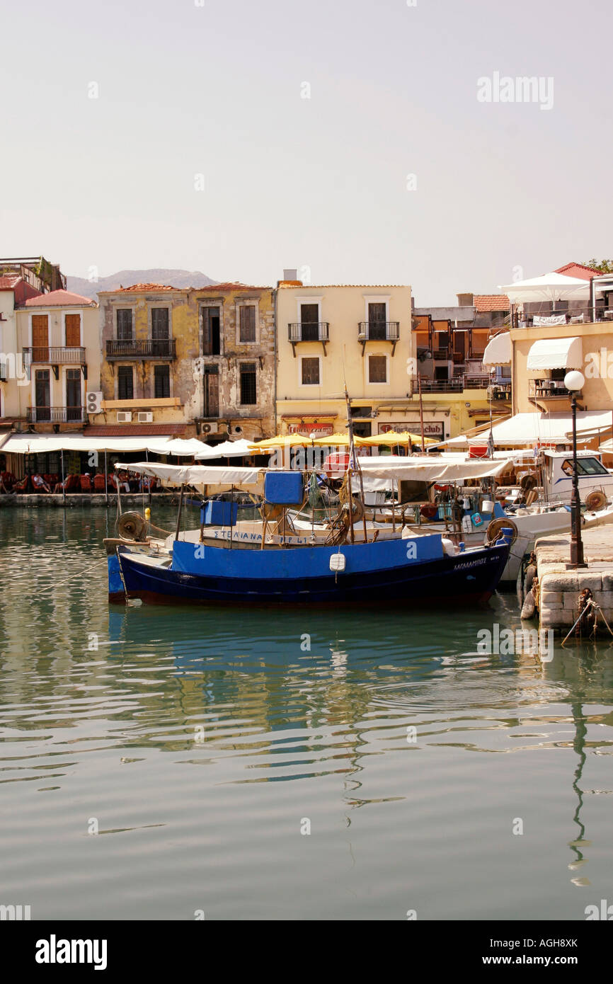 THE VENETIAN HARBOUR AT RETHYMNON. CRETE. MEDITERRANEAN GREEK ISLAND ...