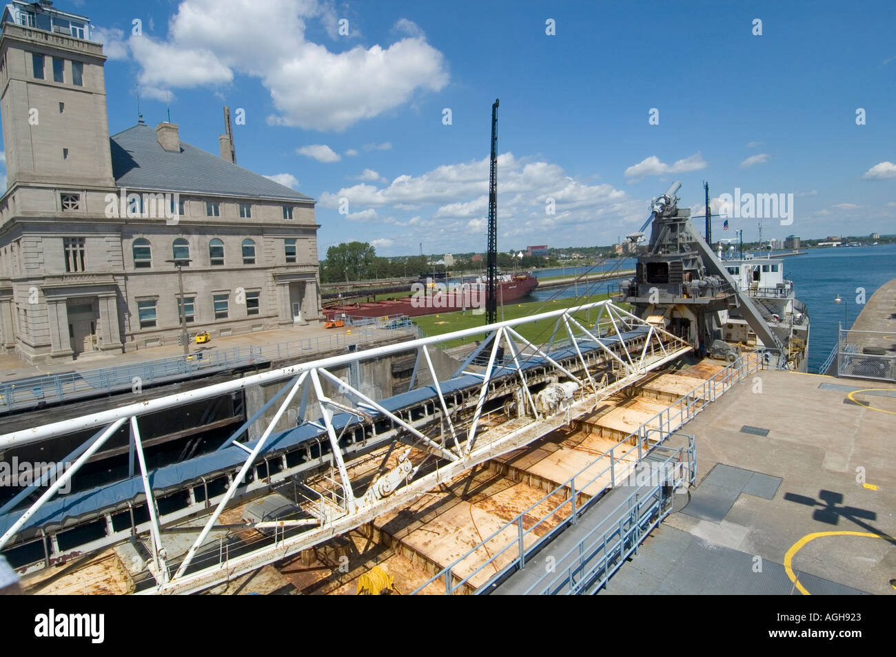 Great Lakes freighters passes through the Soo Locks at Sault Ste Marie ...