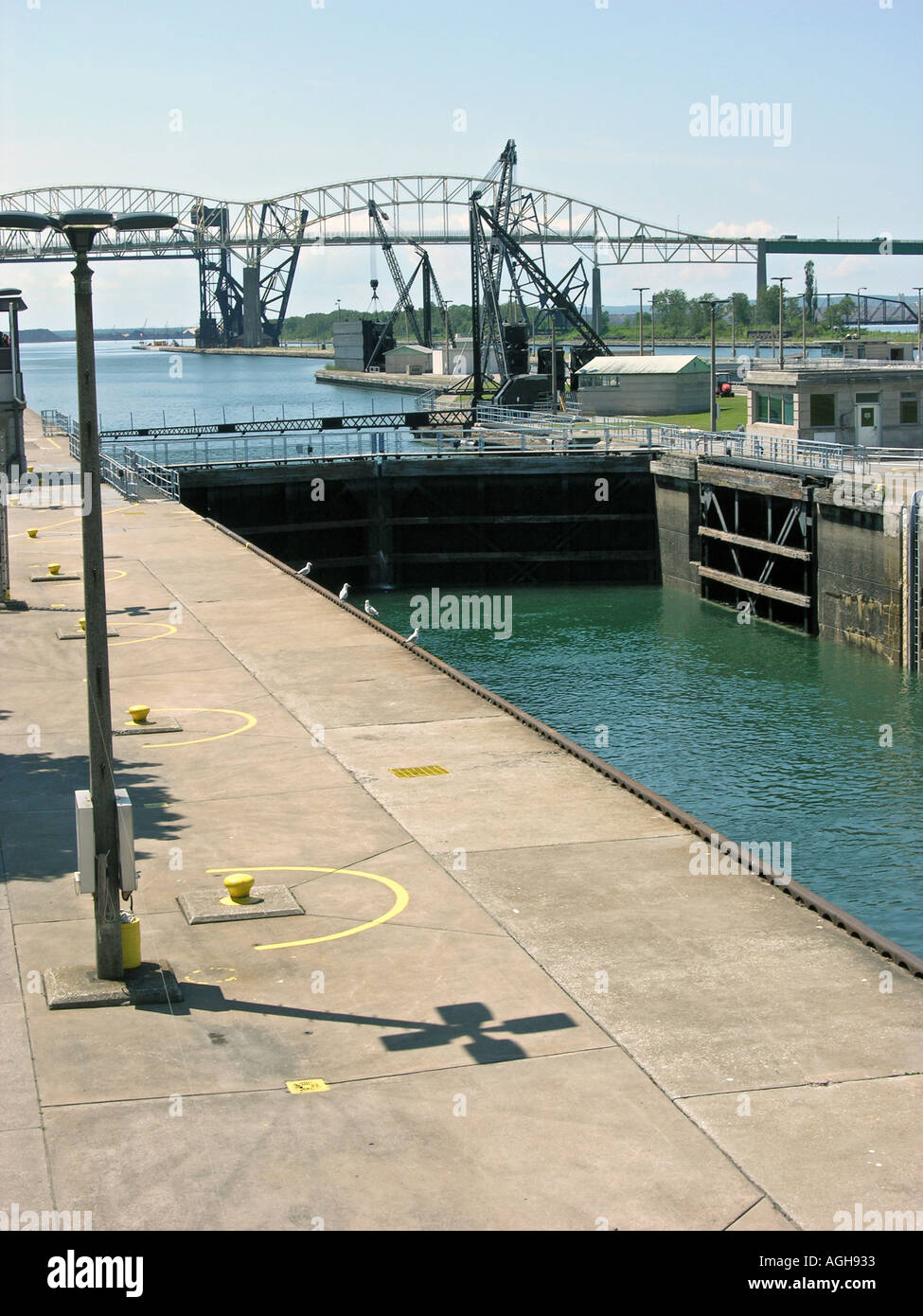 Great Lakes freighters passes through the Soo Locks at Sault Ste Marie ...