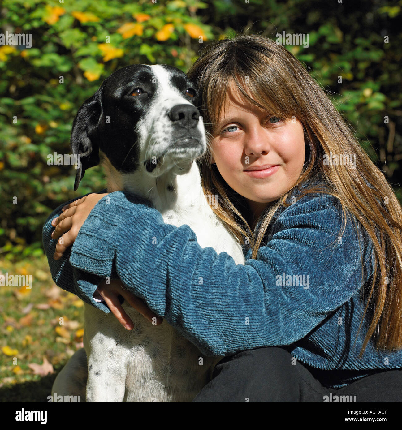 Girl with her dog Stock Photo - Alamy