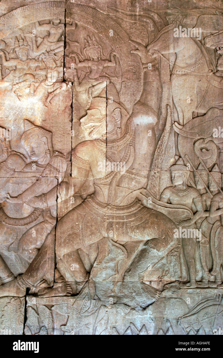 Temple bas relief. Angkor Wat, Cambodia Stock Photo - Alamy