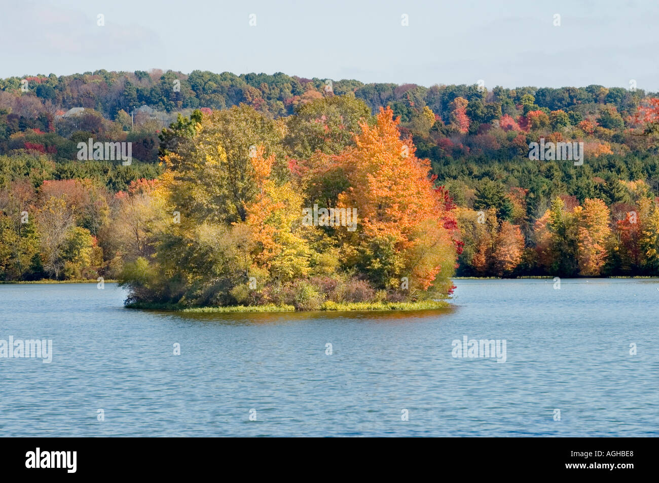 Recreation including fishing and rowing on an inland lake near ...