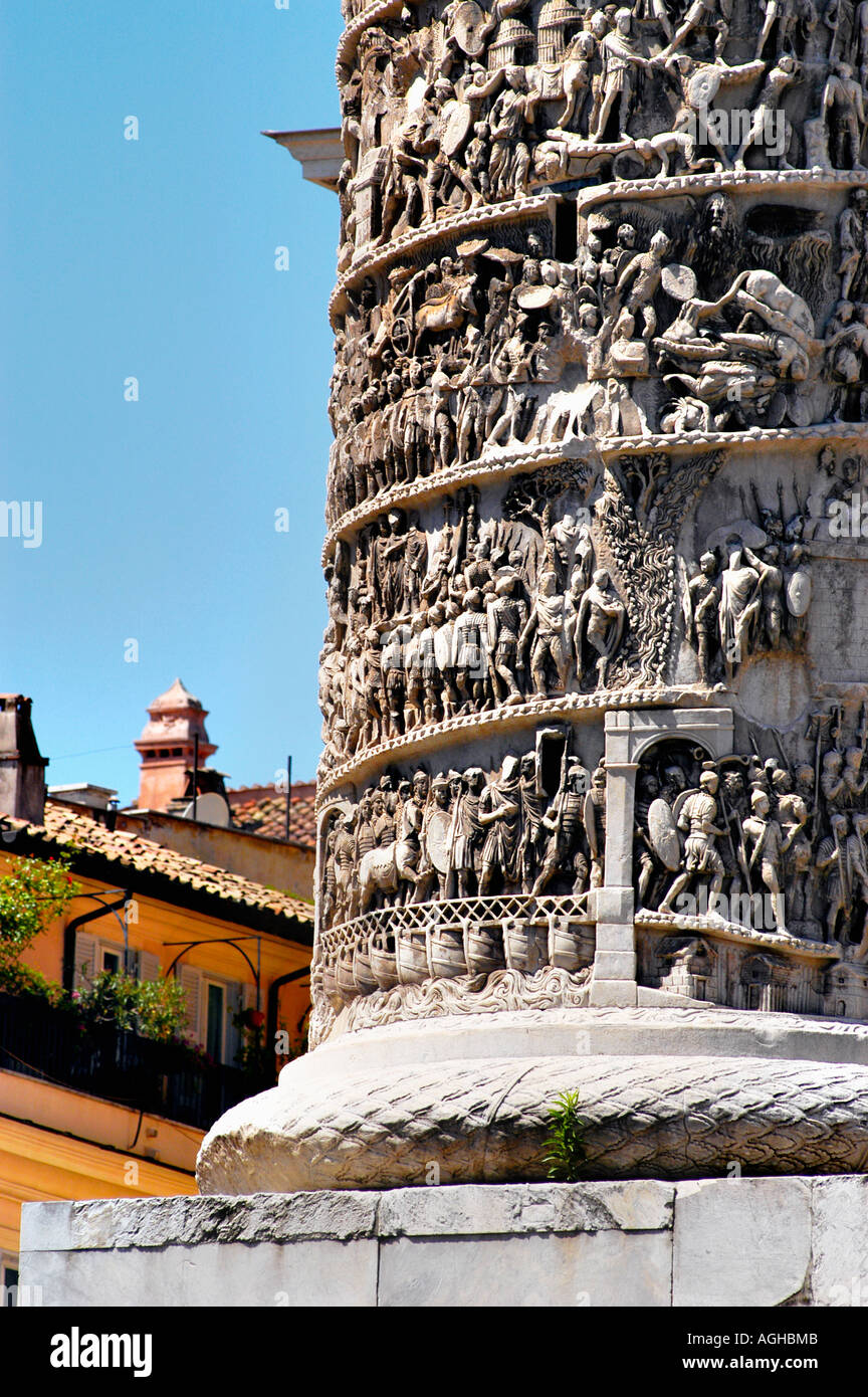 detail of column with engravings, Colonna di Marco Aurelio, Piazza di ...