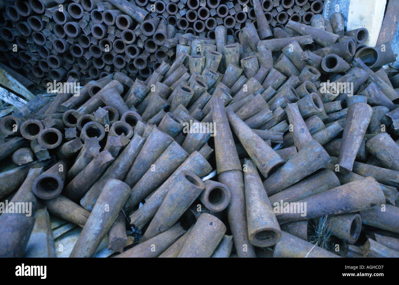 Harpoon shells at Stromness whaling station, South Georgia Stock Photo ...