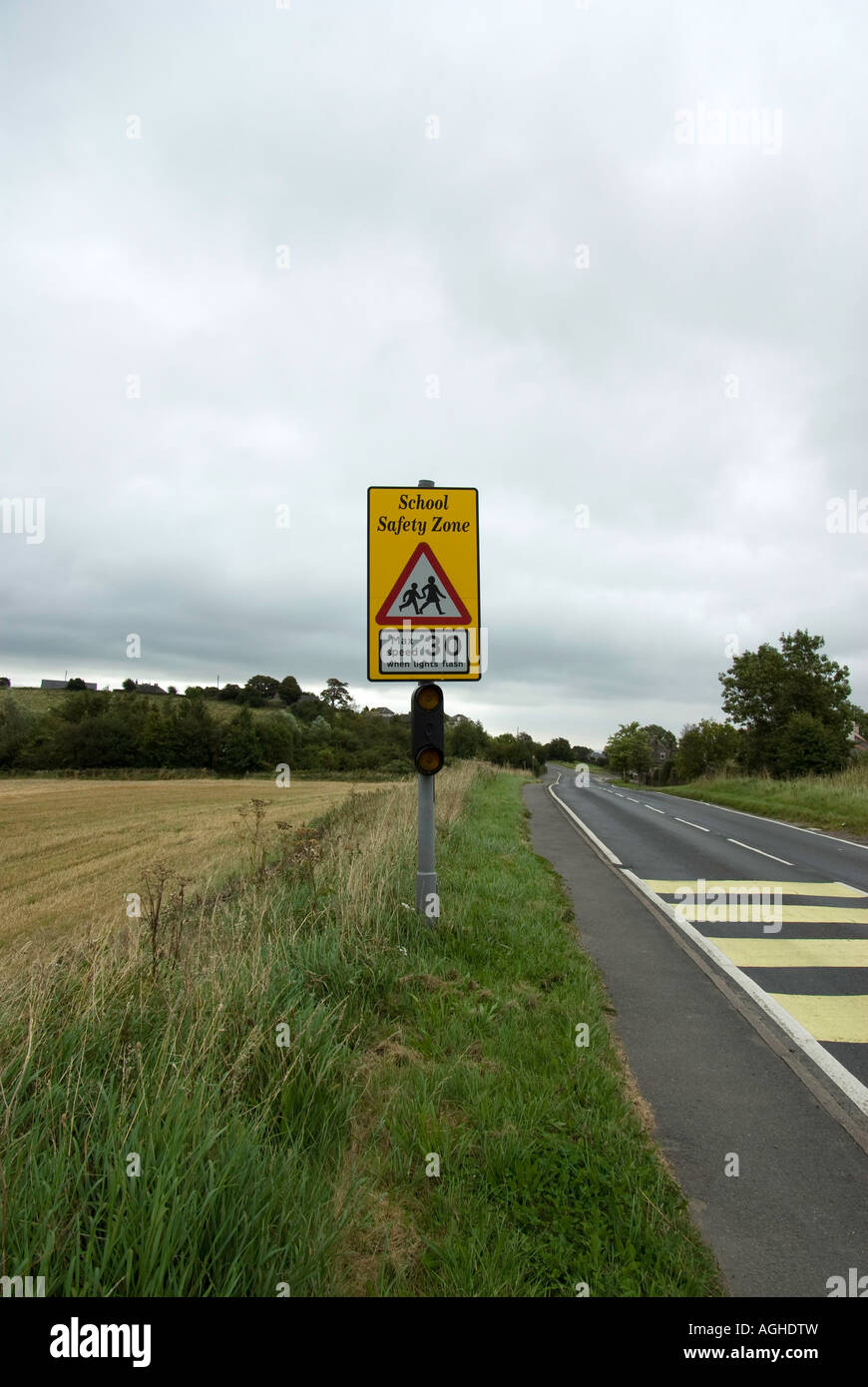 School safety sign in rural location Stock Photo - Alamy
