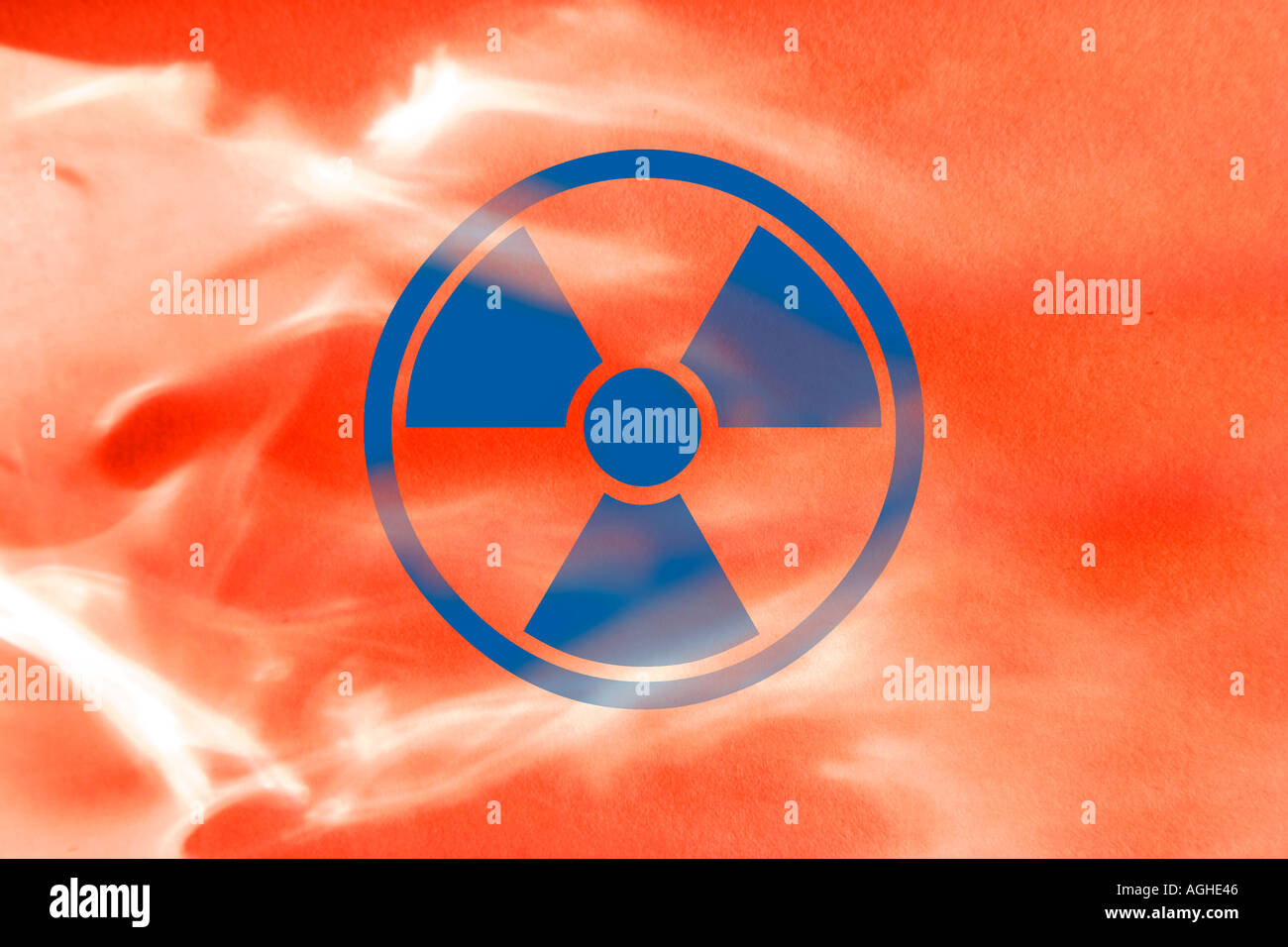 radioactive sign symbol background red blue Stock Photo - Alamy