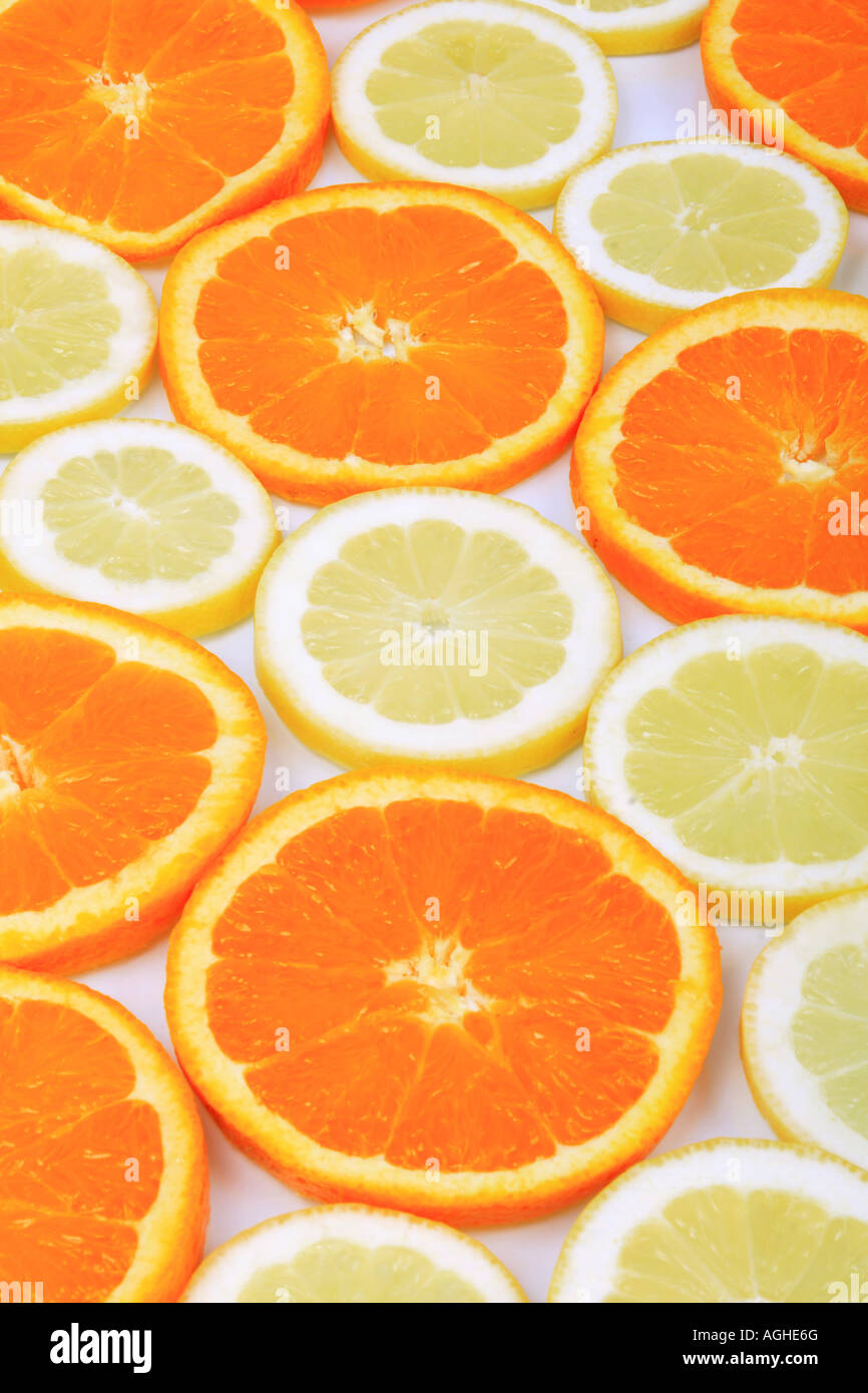 orange (Citrus sinensis), orange disks and lemon disks Stock Photo - Alamy