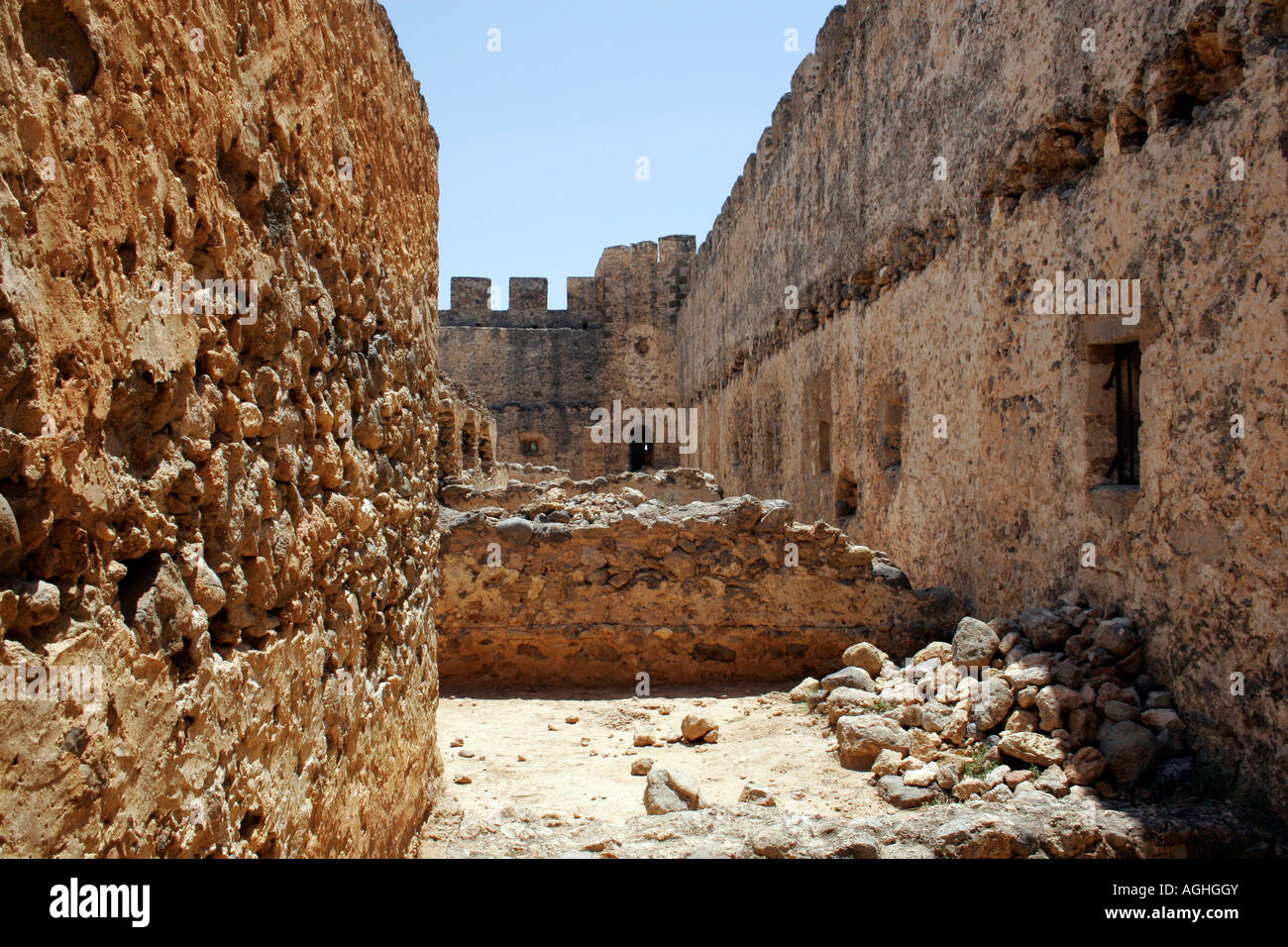 THE 14th CENTURY FORT AT FRANGOKASTELLO ON THE ISLAND OF CRETE ...