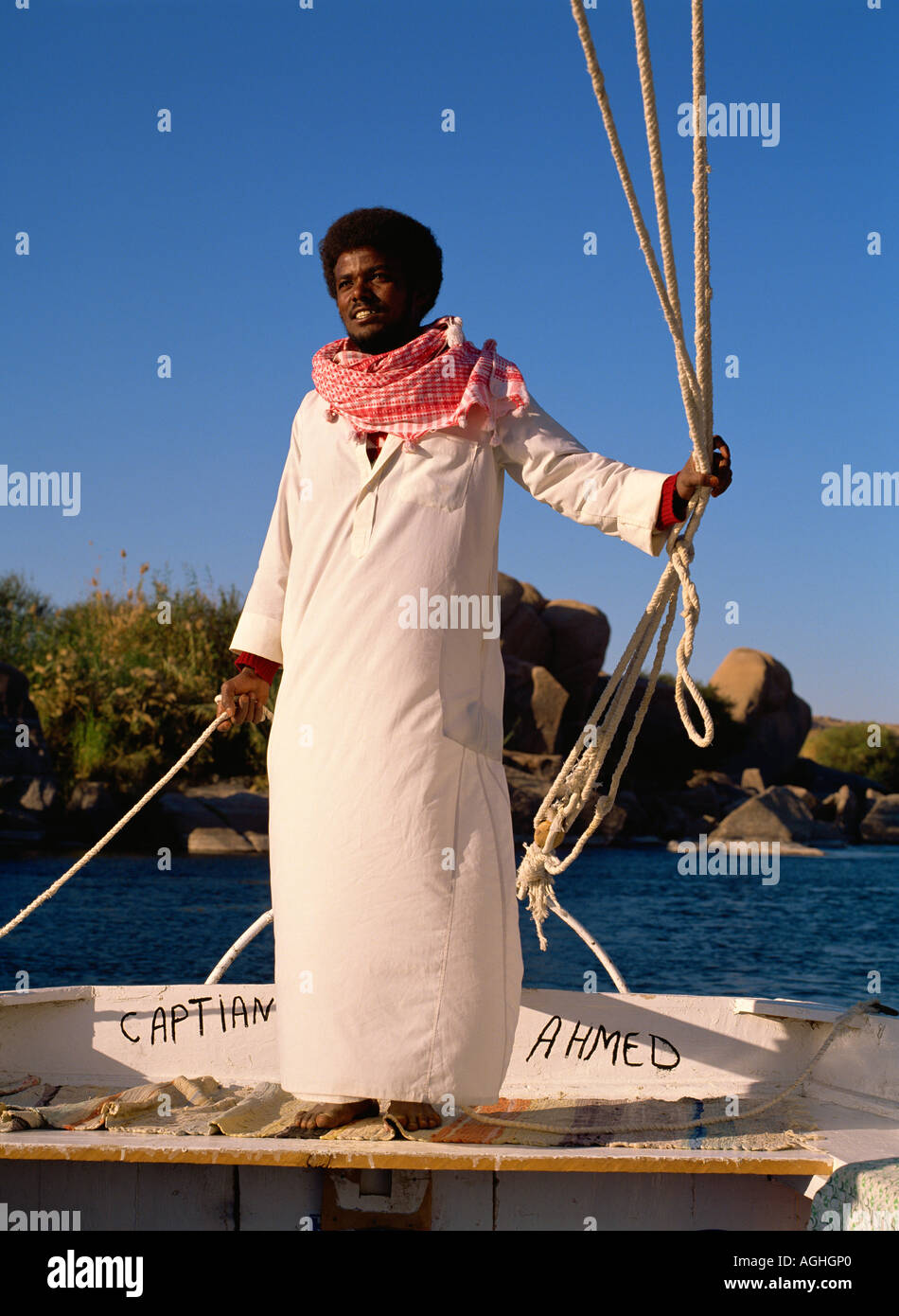 Egypt Aswan Nile River Felucca Sailor Captain Ahmed Stock Photo - Alamy