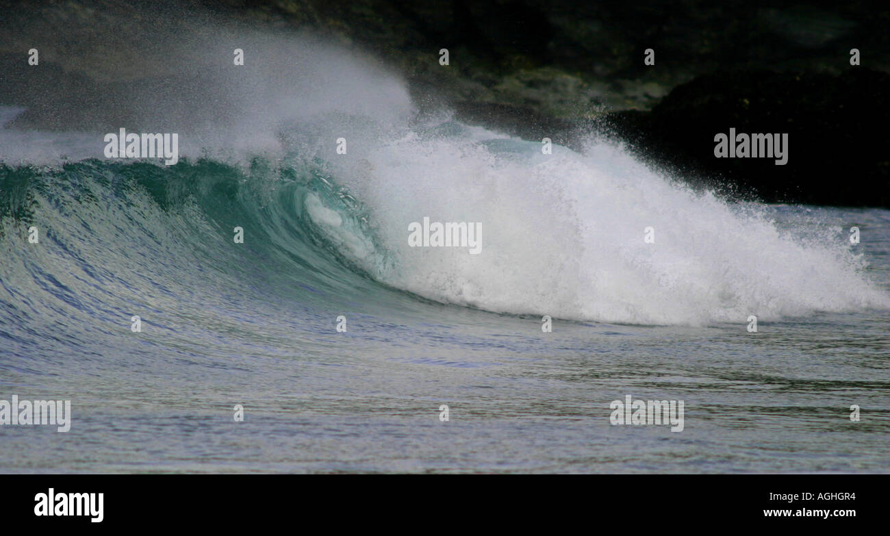 Powerful waves breaking on the south of England Atlantic shore Stock ...