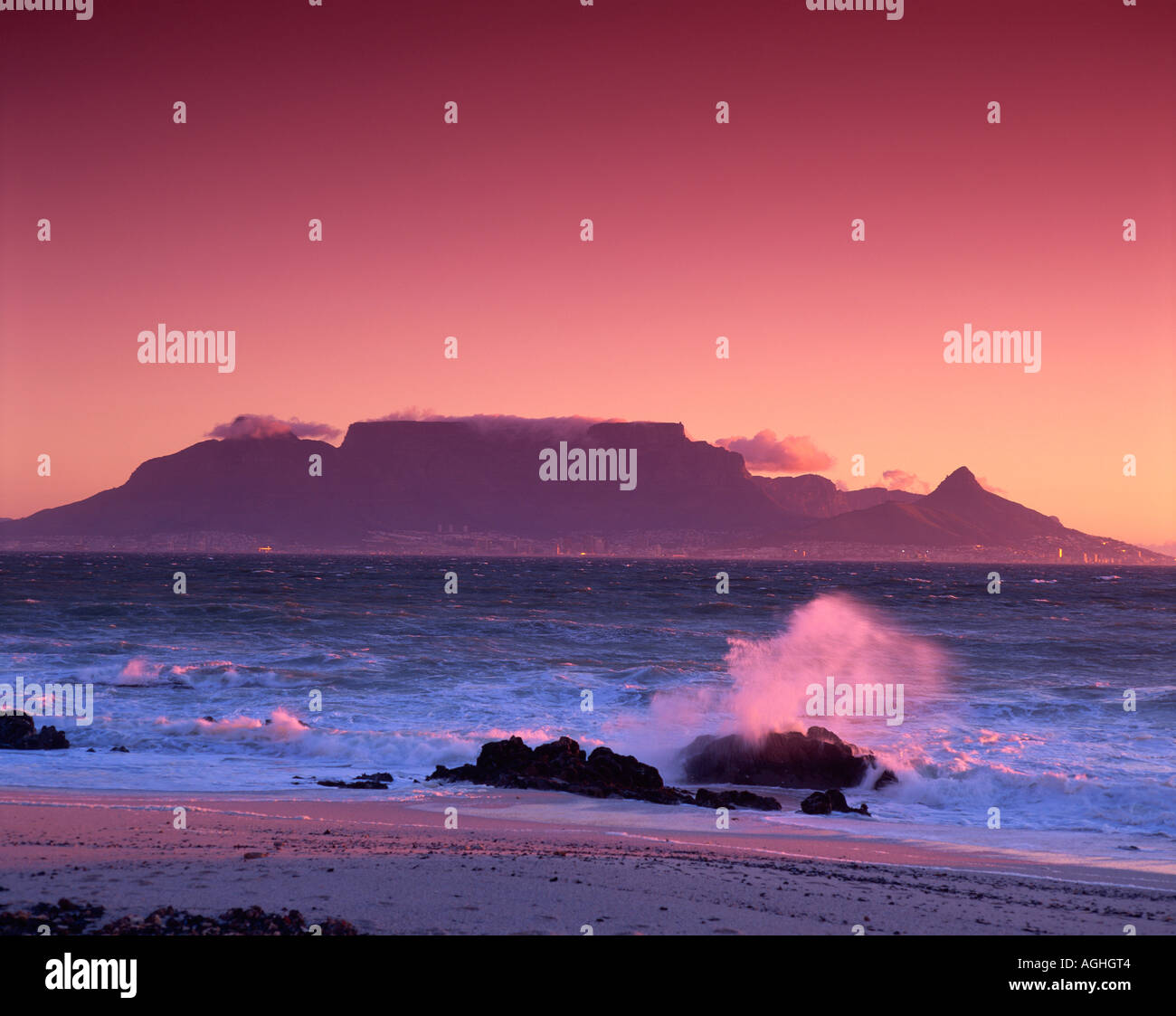 South Africa Cape Town Table Mountain Sunset Stock Photo - Alamy