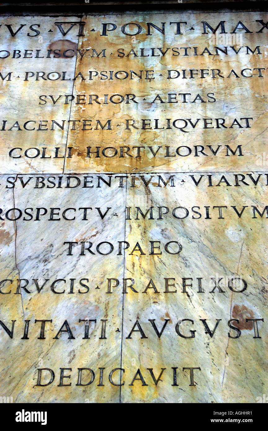 antique roman letters engraved in marble, stone, Rome, Italy Stock ...