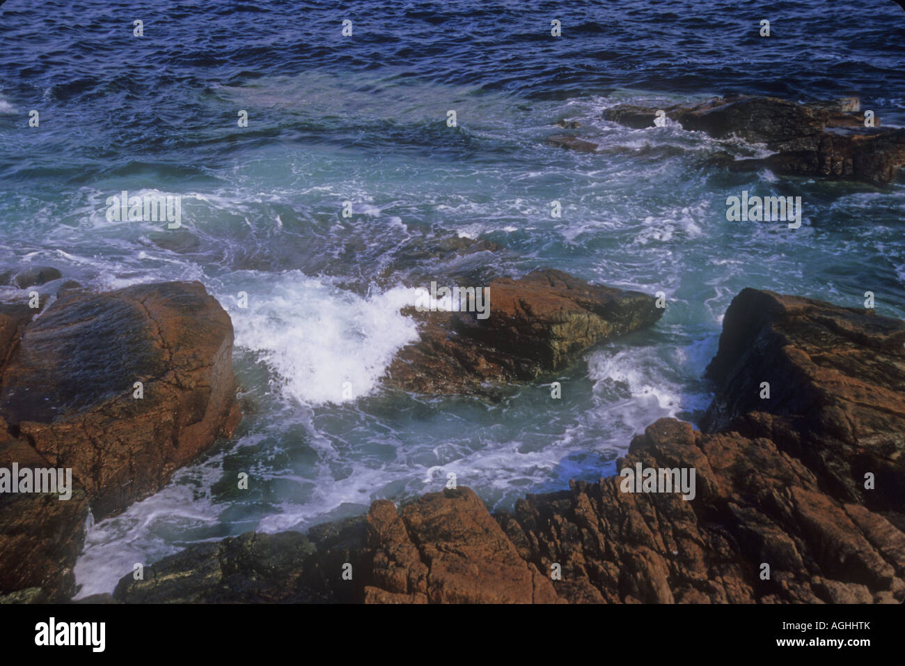 Otter Coast and Atlantic Ocean Surf, USA, Maine, Acadia National Park ...