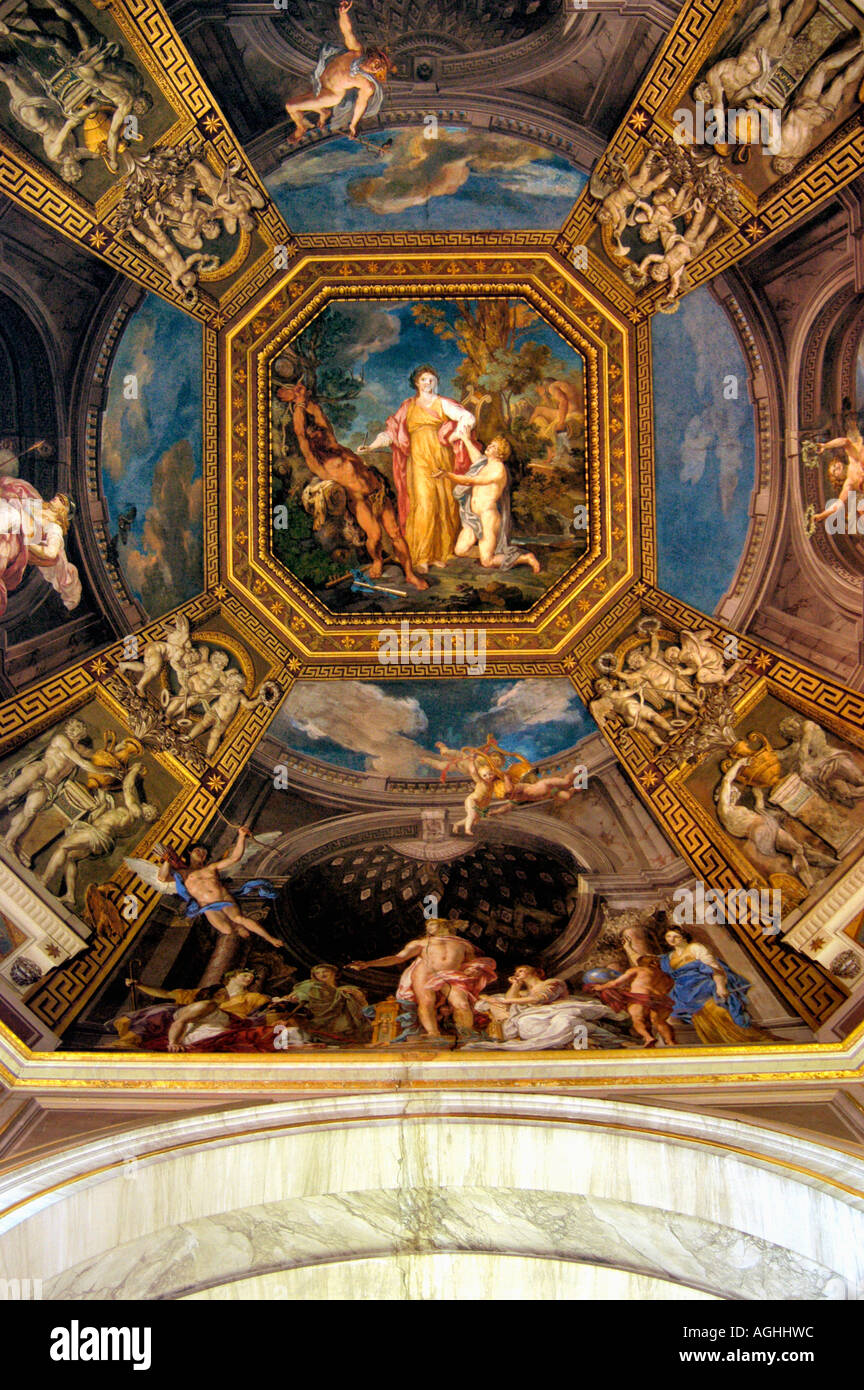 painting and ornaments in ceiling, Vatican museum, Vatican, Rome, Italy Stock Photo - Alamy
