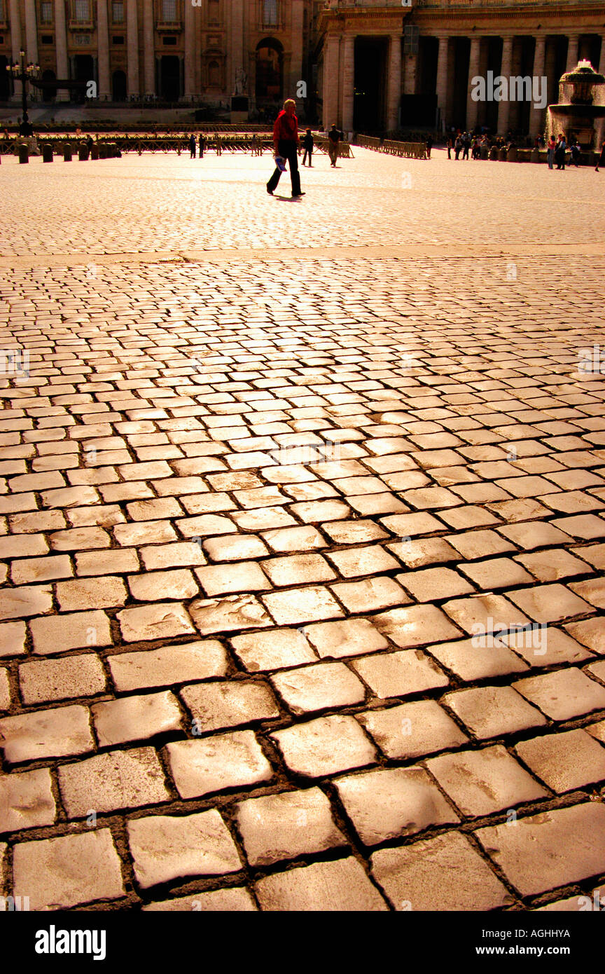 cobblestone with golden shine, St. Peter's Square, Vatican, Rome, Italy ...