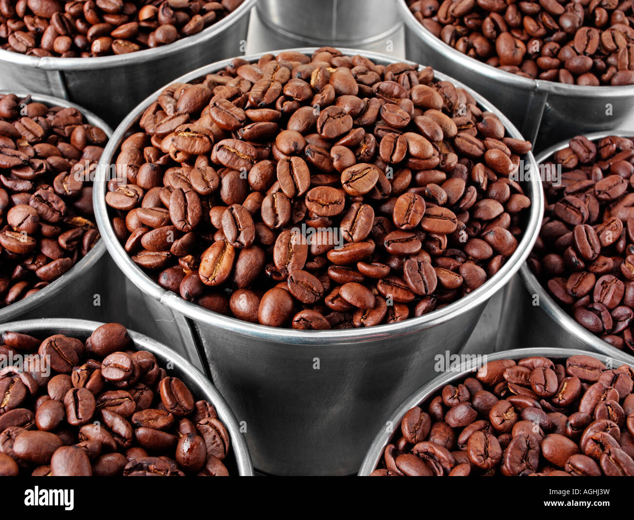 CONTAINERS FULL OF COFFEE BEANS Stock Photo - Alamy