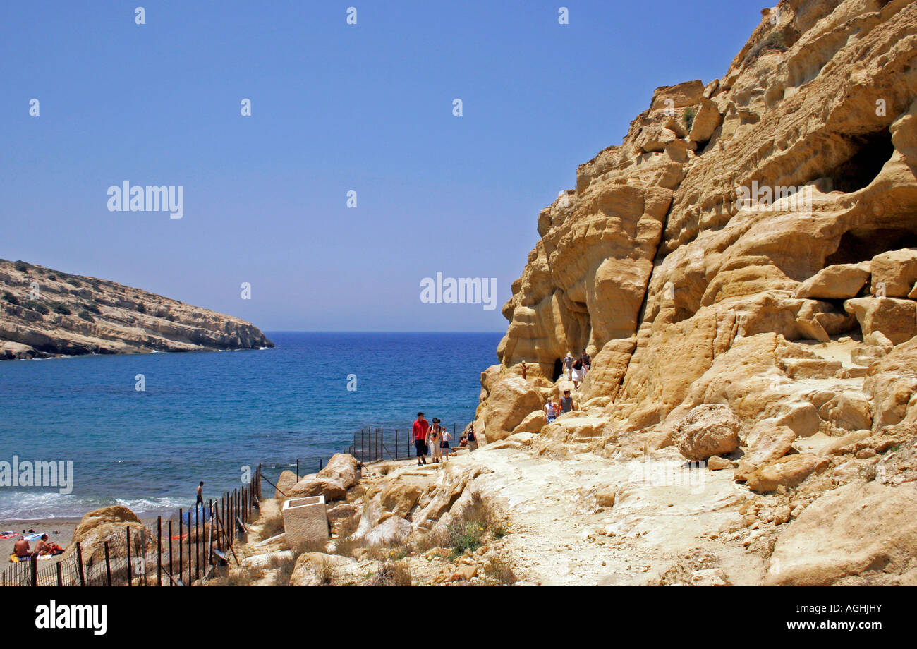 ANCIENT ROMAN TOMBS AT MATALA. CRETE. GREEK ISLAND Stock Photo - Alamy