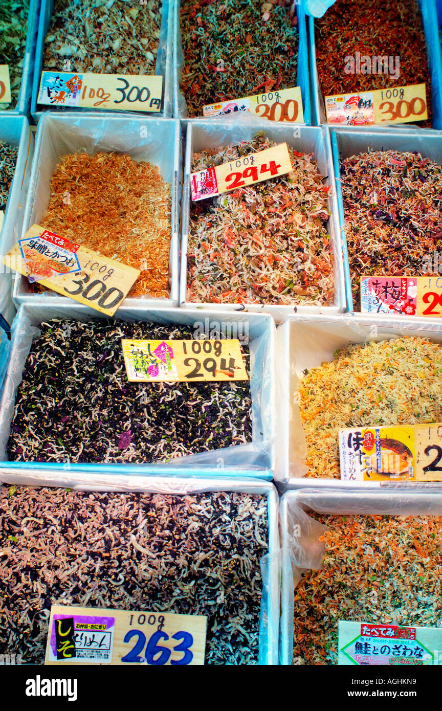 street market with exotic snacks, Tokyo, Japan Stock Photo - Alamy