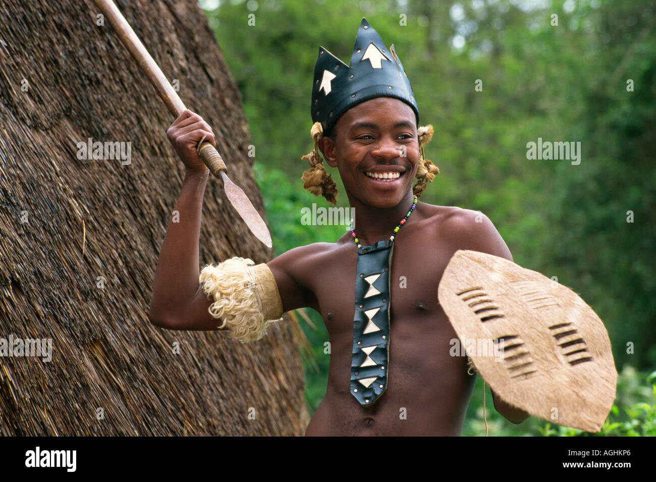 South Africa Phe Zulu Zulu Warrior Stock Photo - Alamy