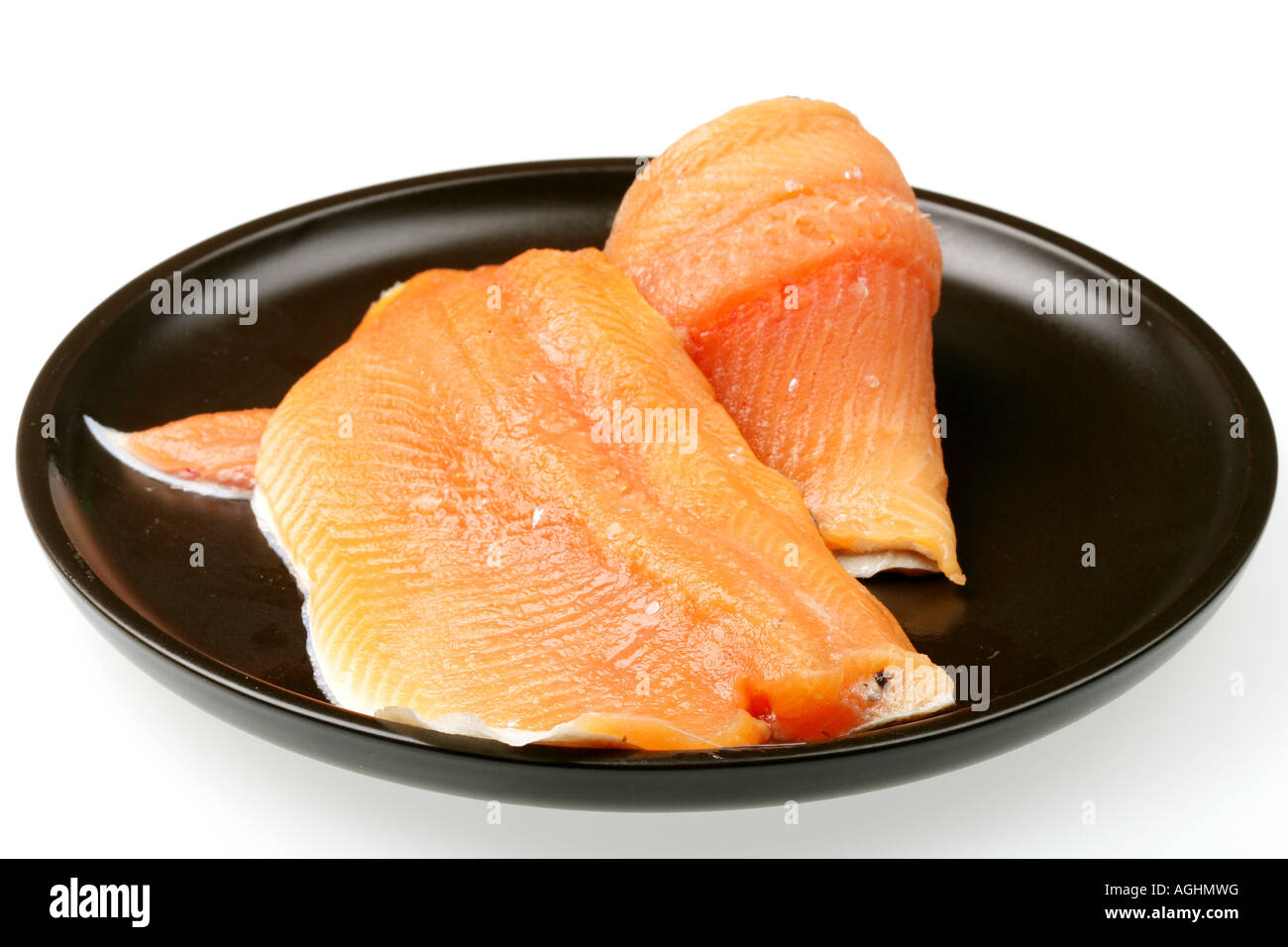 Fresh Healthy Raw Uncooked Rainbow Trout Fish Fillets, With No People ...