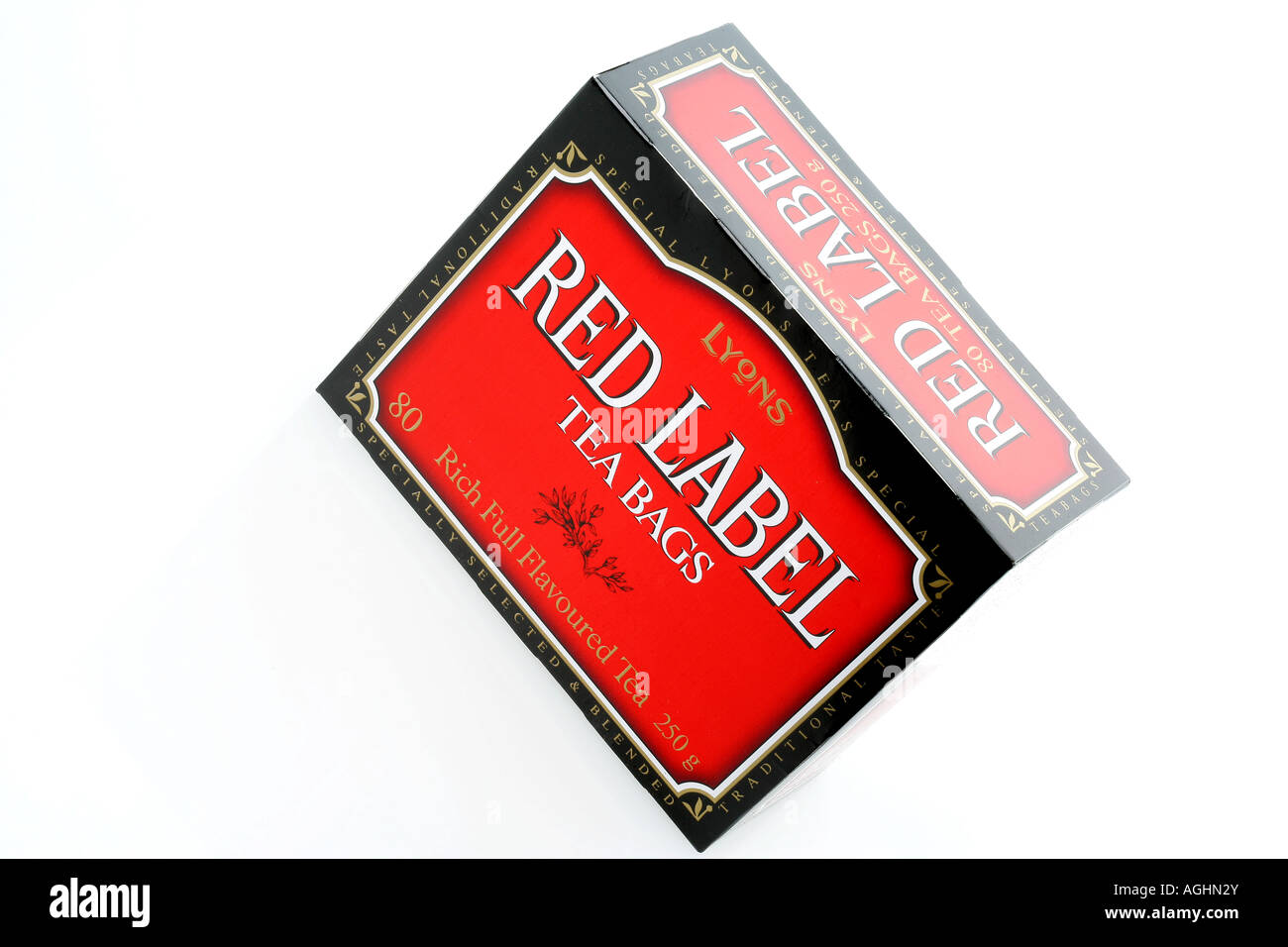 Branded Carton Or Box Of Lyons Red Label Tea Bags Isolated Against A ...