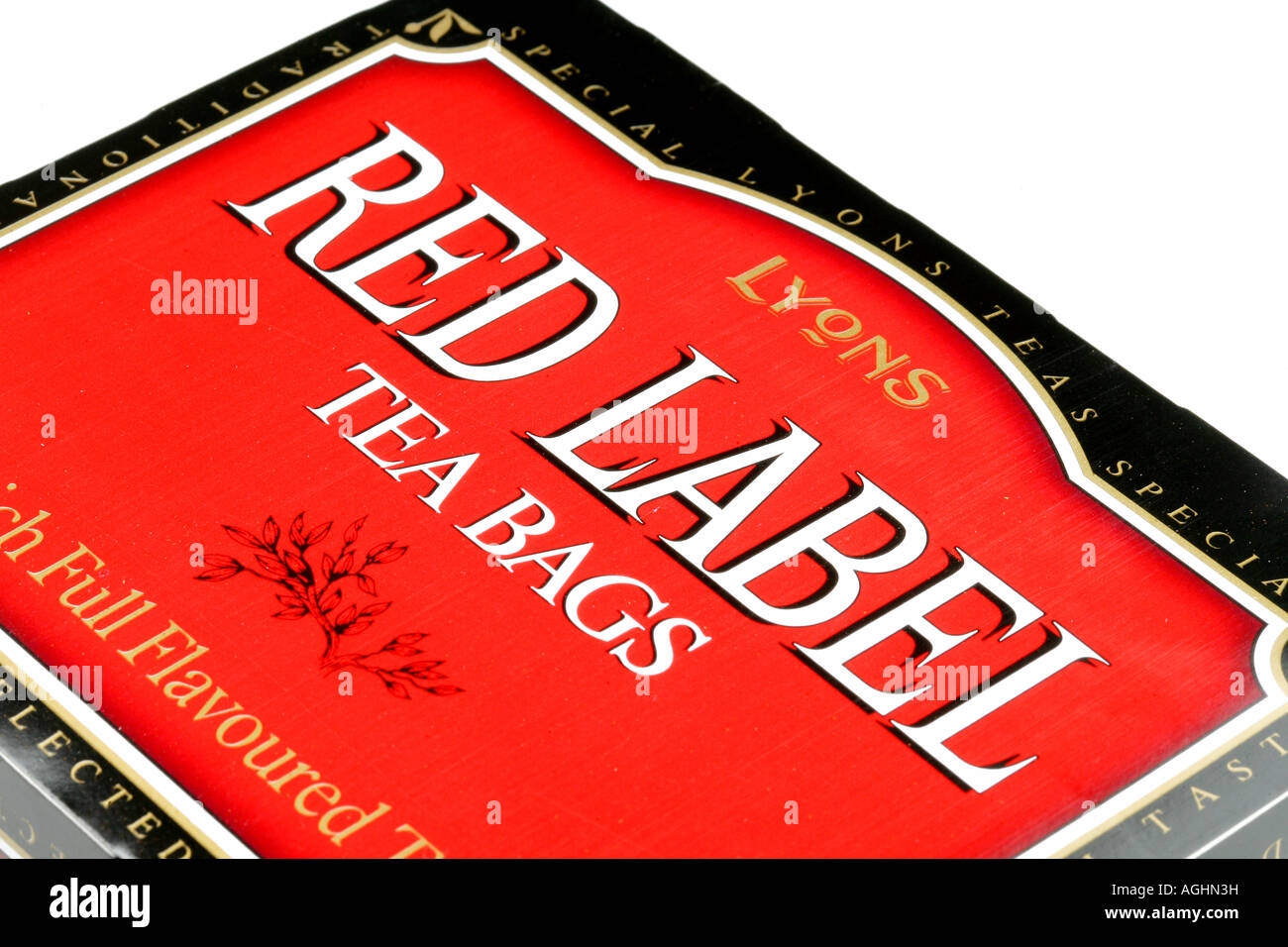 Branded Carton Or Box Of Lyons Red Label Tea Bags Isolated Against A ...