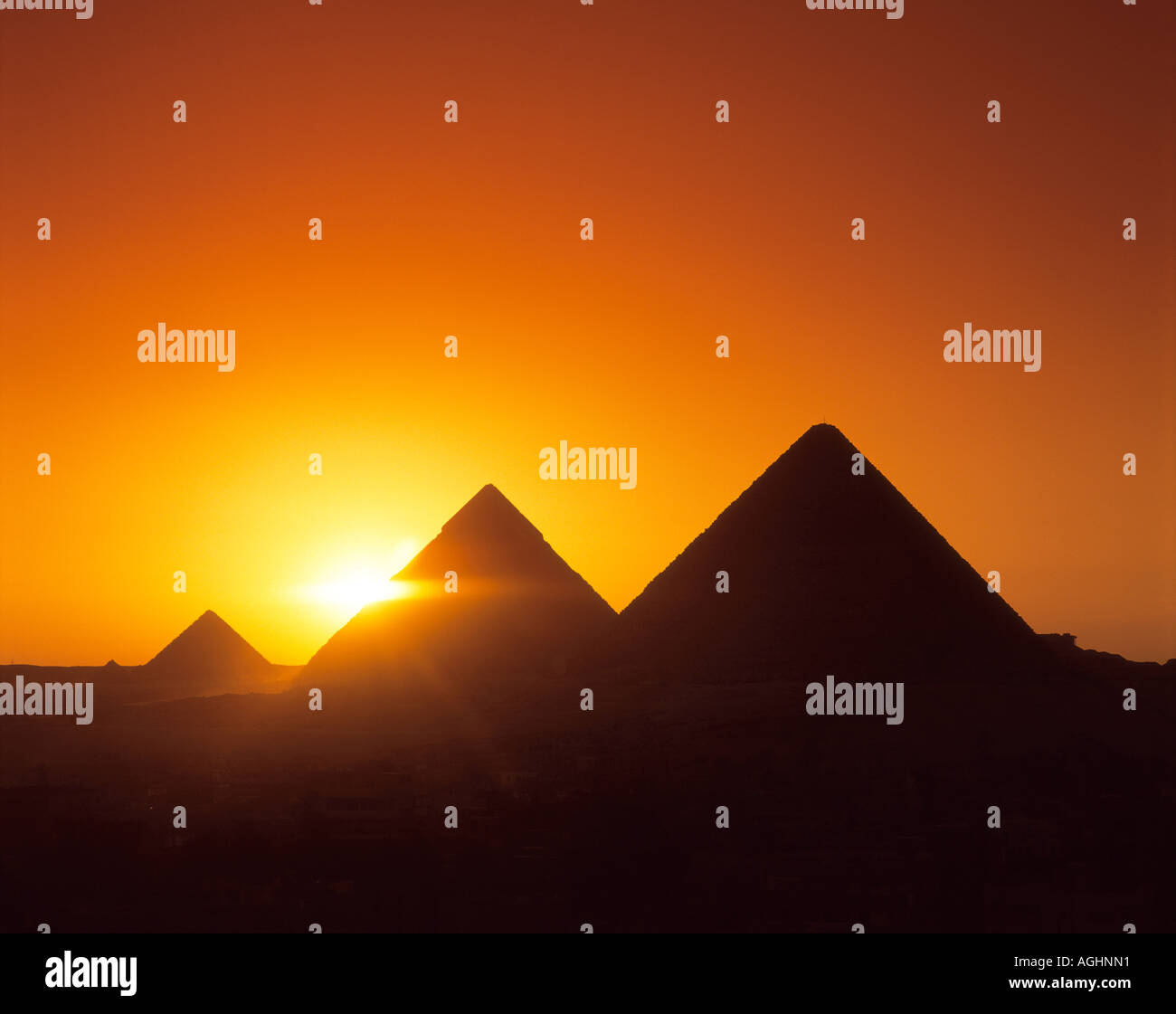 Egypt Cairo Giza The Great Pyramids Sunset Stock Photo - Alamy