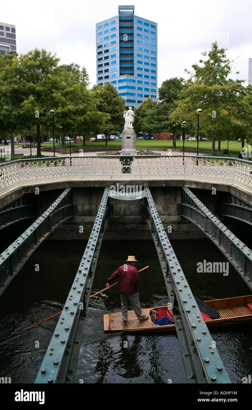 Man punting on the River Avon, Christchurch, New Zealand Stock Photo ...