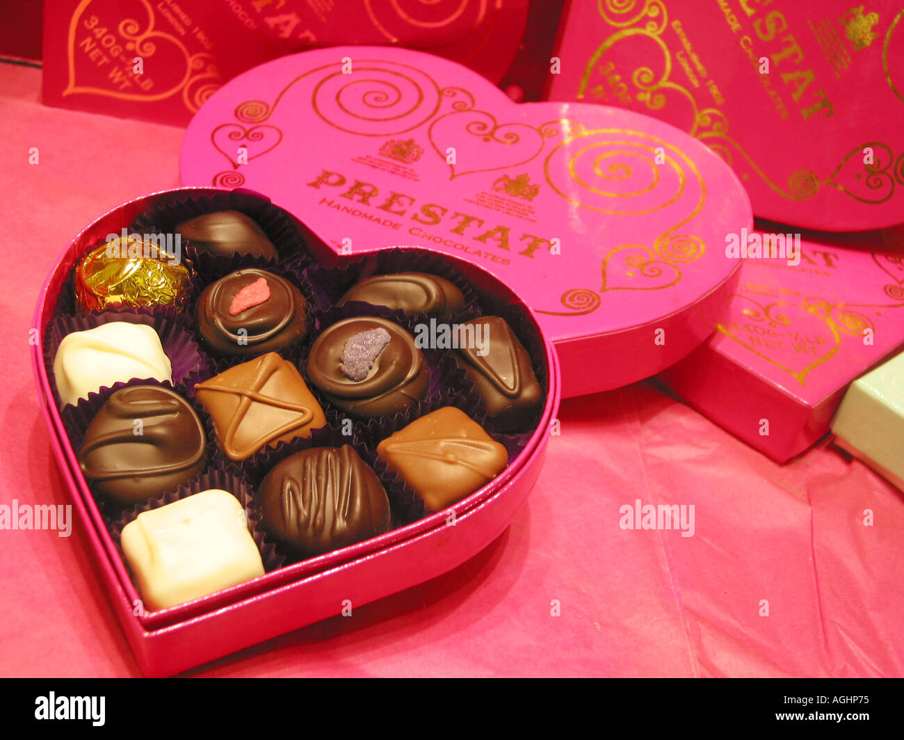 heart shaped box of assorted chocolates in London shop Stock Photo - Alamy