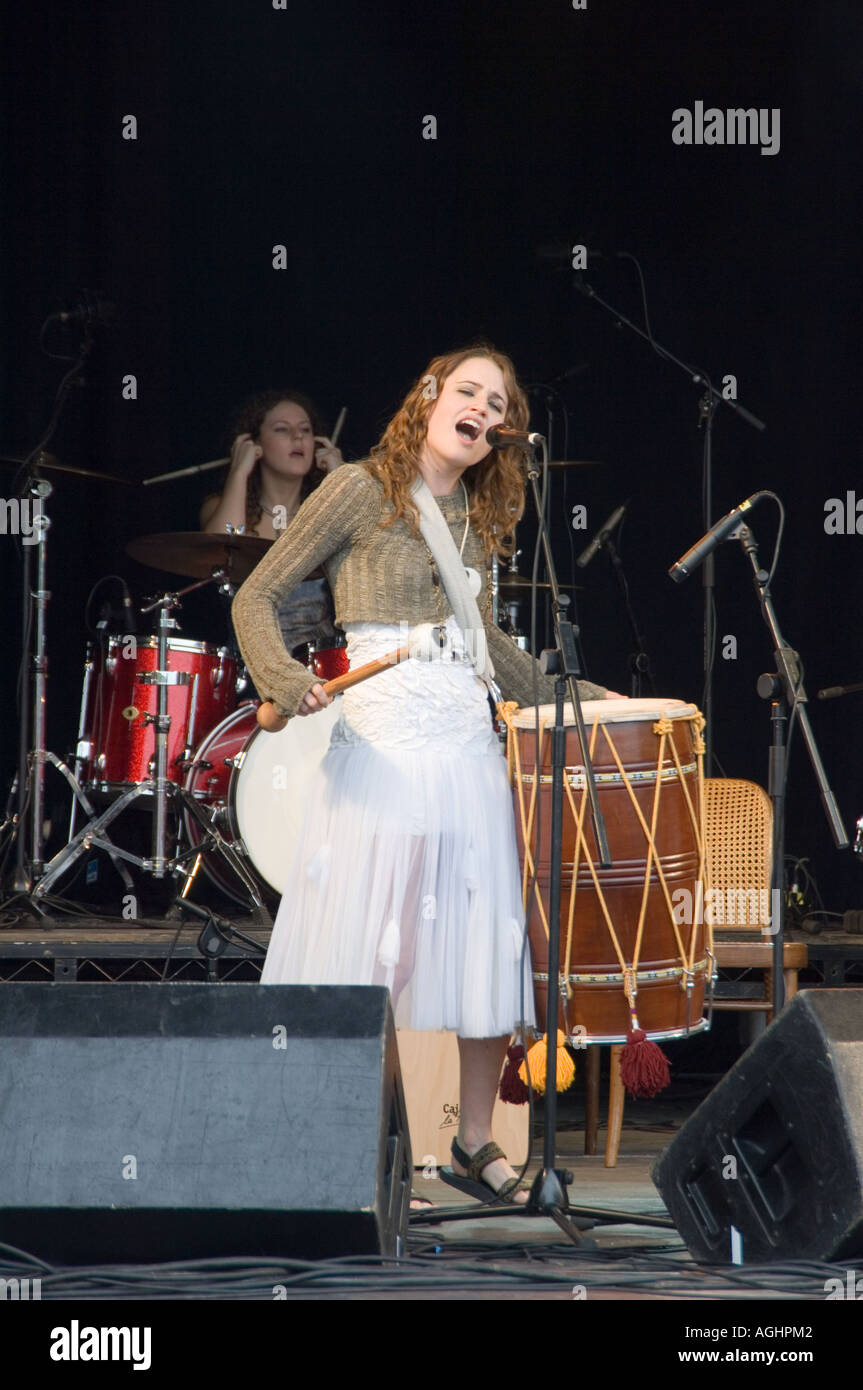 The Lead Singer, Girl singer, Drums Stock Photo - Alamy