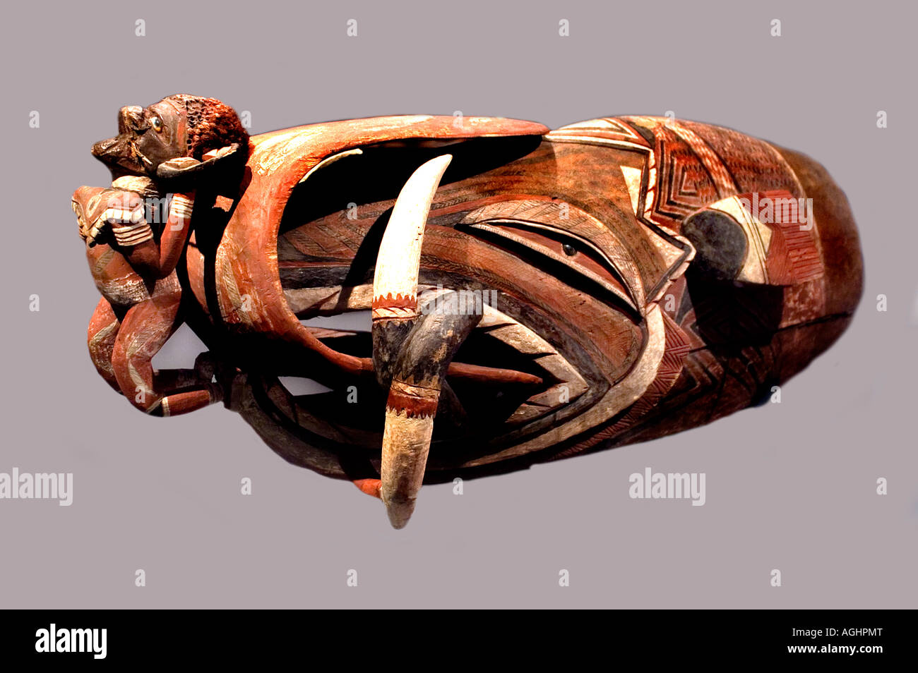 Malagan fish with anthropomorphic figure in the mouth Nord New Ireland ...