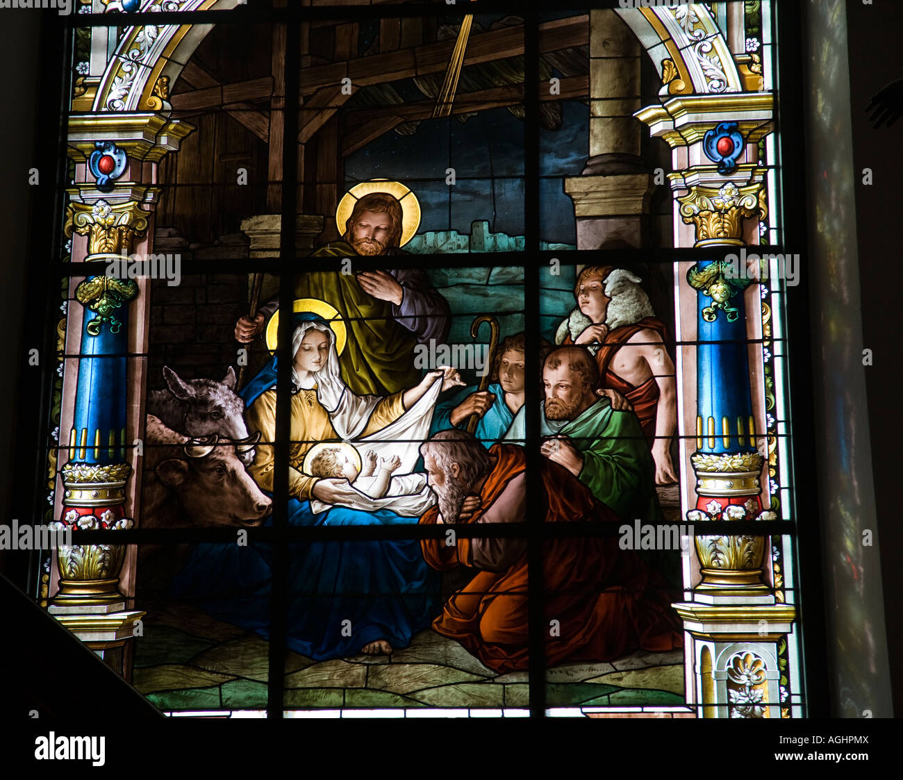 Stained glass window at the German Church in Stockholm Stock Photo - Alamy