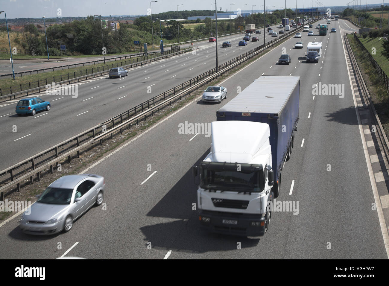 HGV lorry and car traffic M1 motorway Stock Photo - Alamy