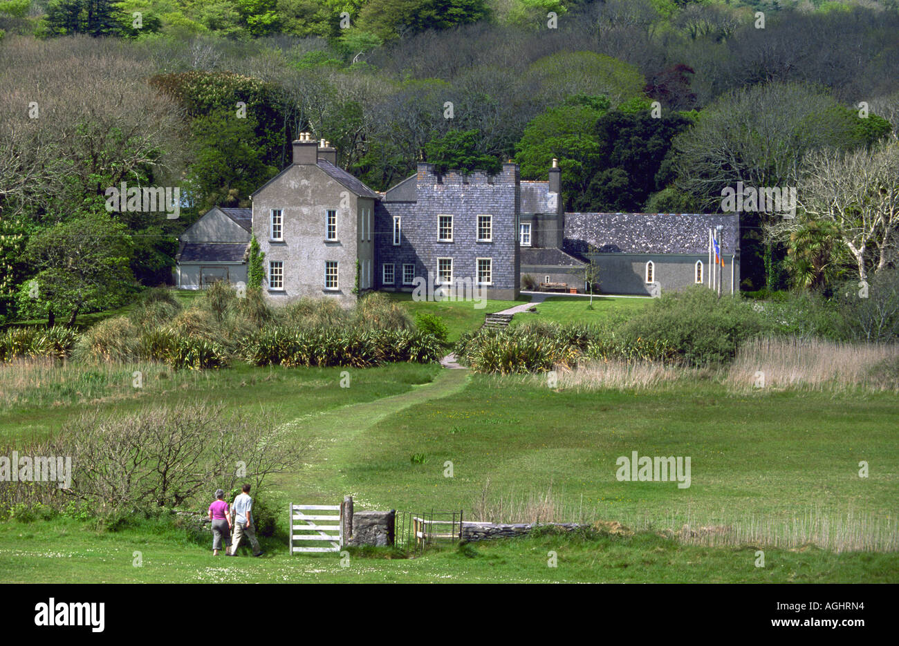 Walkers going into Derrynane House. National Historic Park, Caherdaniel ...