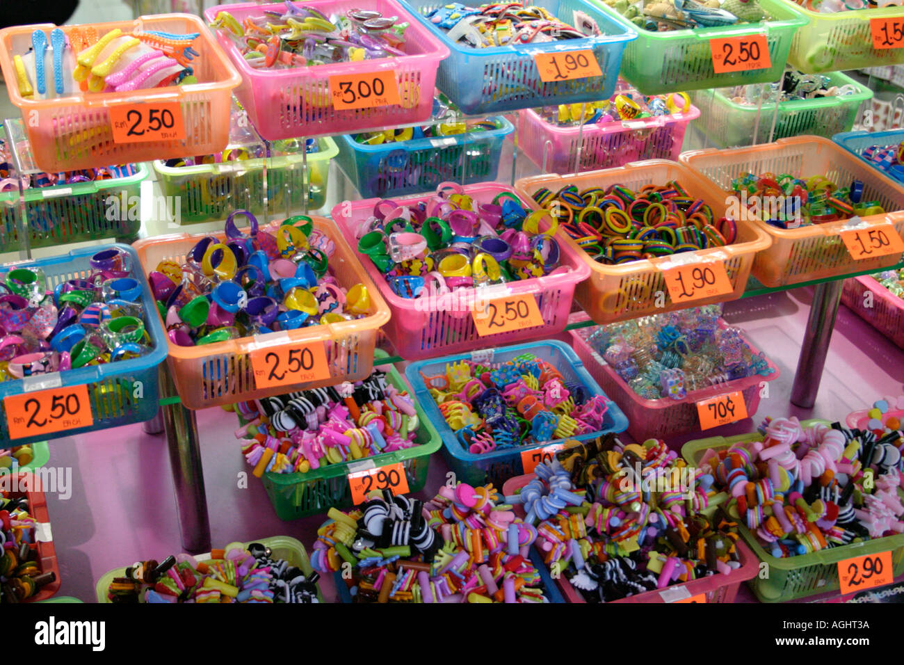 colourful trinkets for sale on stall display Stock Photo - Alamy